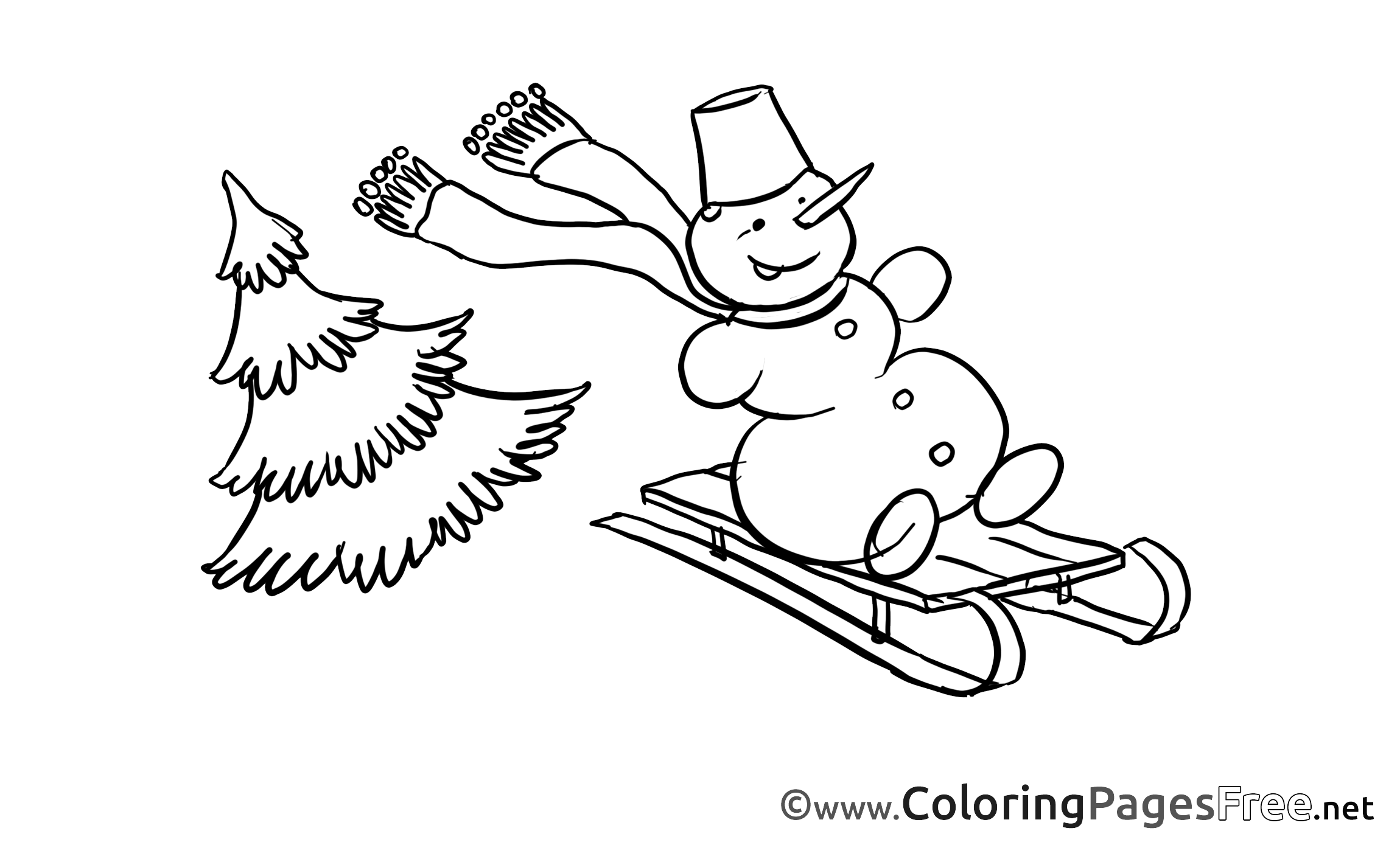 Kids Sledding Coloring Pages