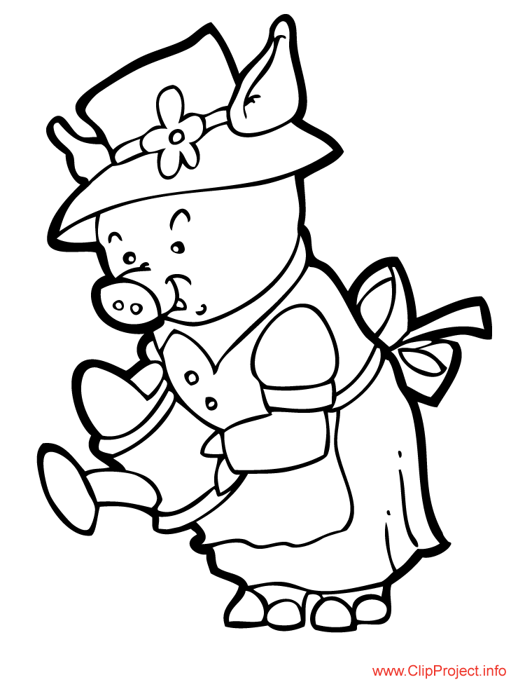 Pig cartoon colorig page