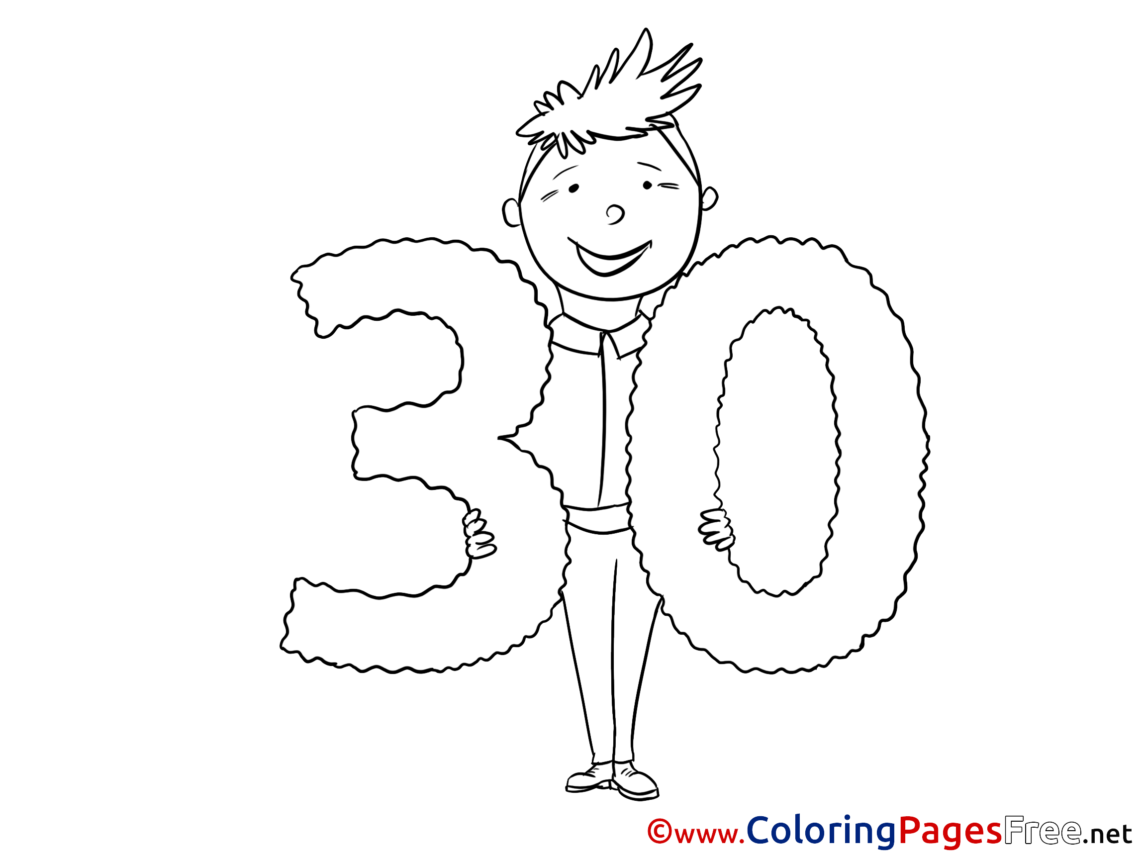 30 Years printable Birthday Coloring Sheets