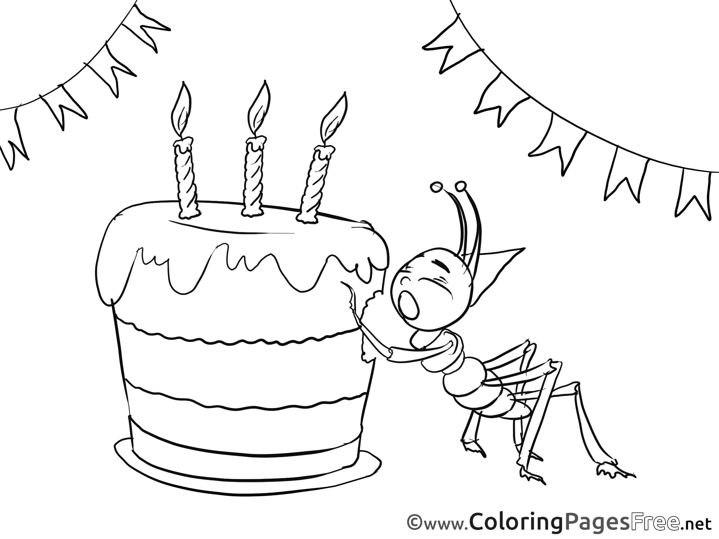 Ant printable Birthday Coloring Sheets