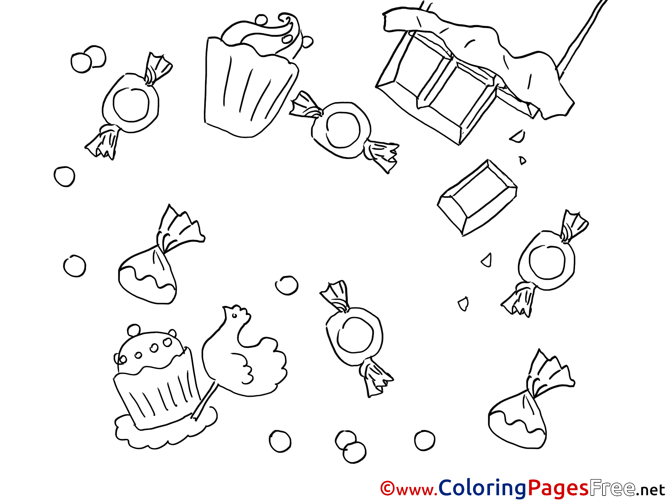 Candies printable Birthday Coloring Sheets