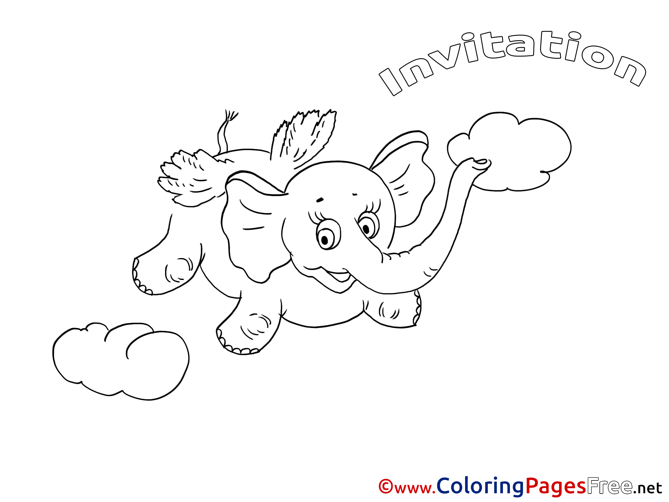 Elephant Kids Birthday Coloring Pages