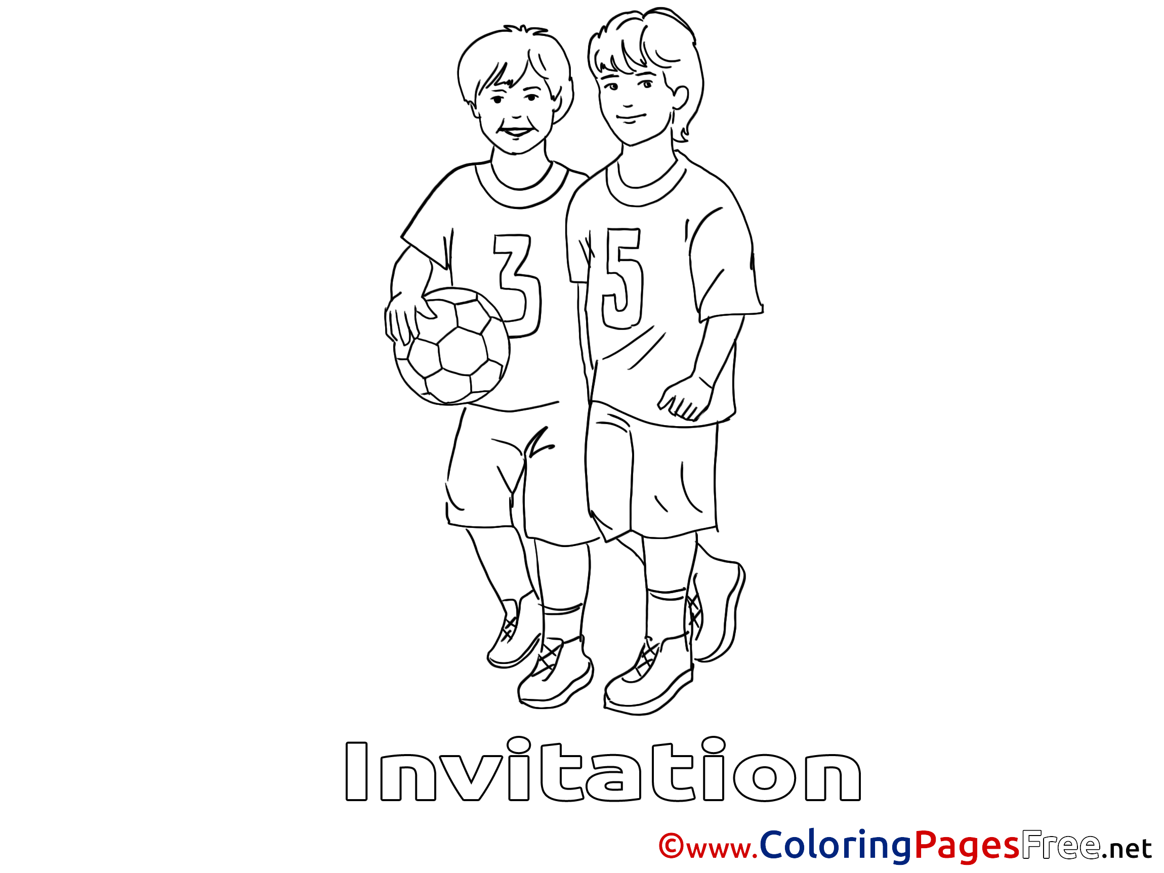 Football Children Invitation Colouring Page
