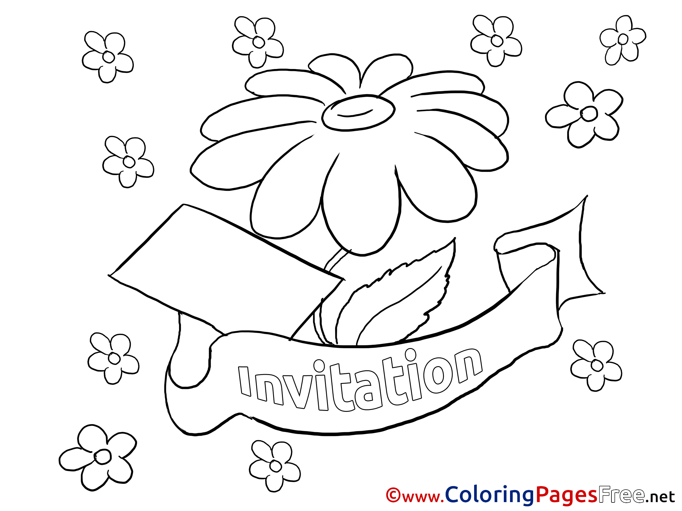 Invitation Birthday free Coloring Pages