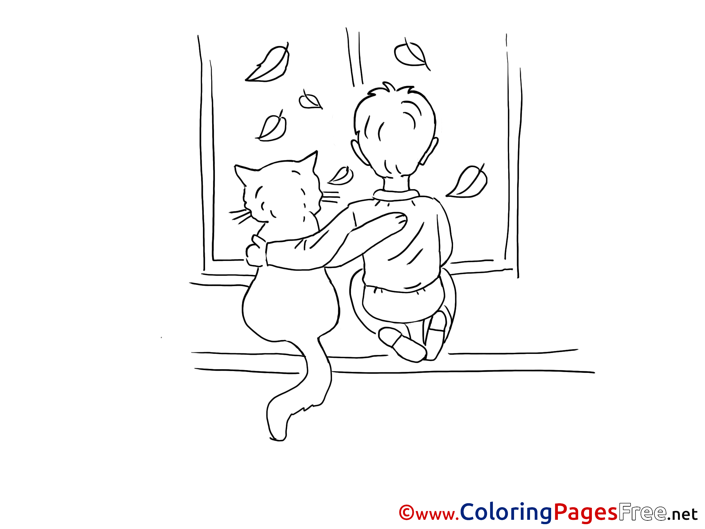 Cat Boy Kids free Coloring Page