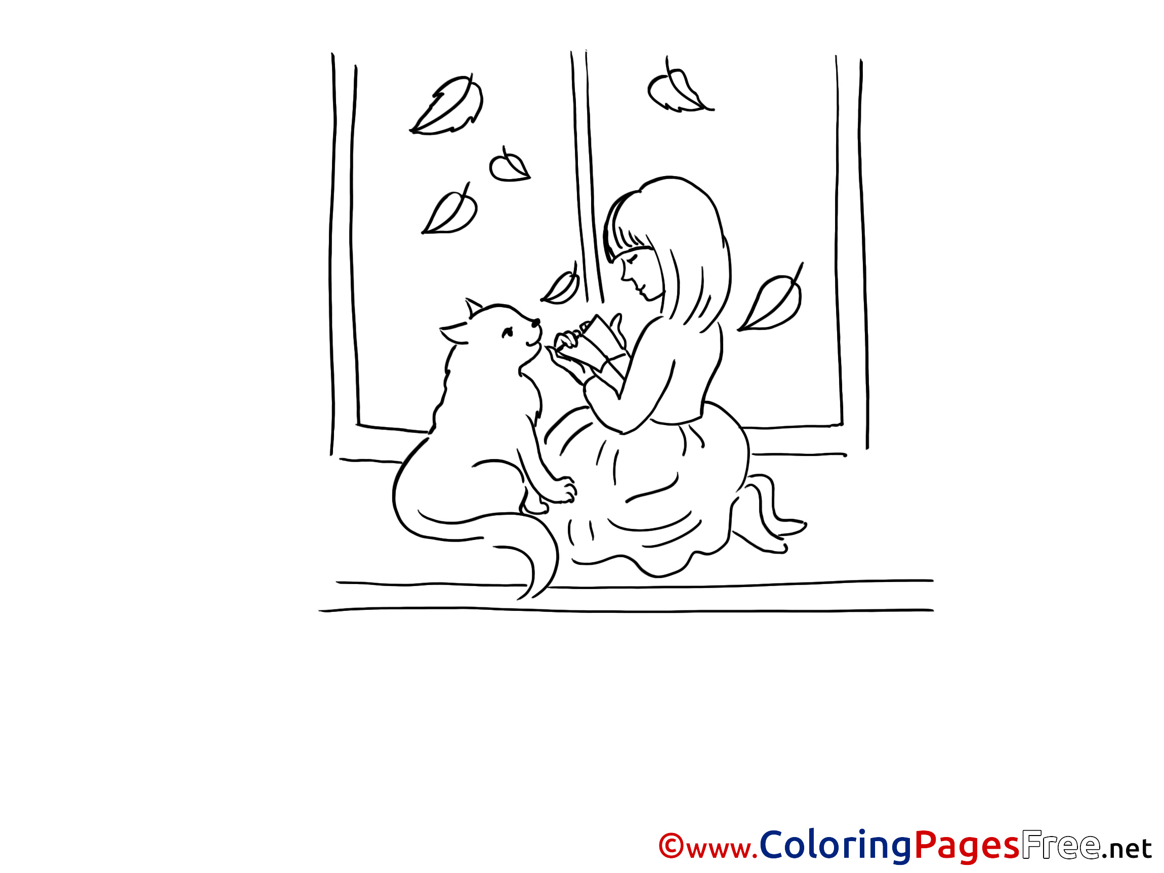 Cat Girl Colouring Sheet download free