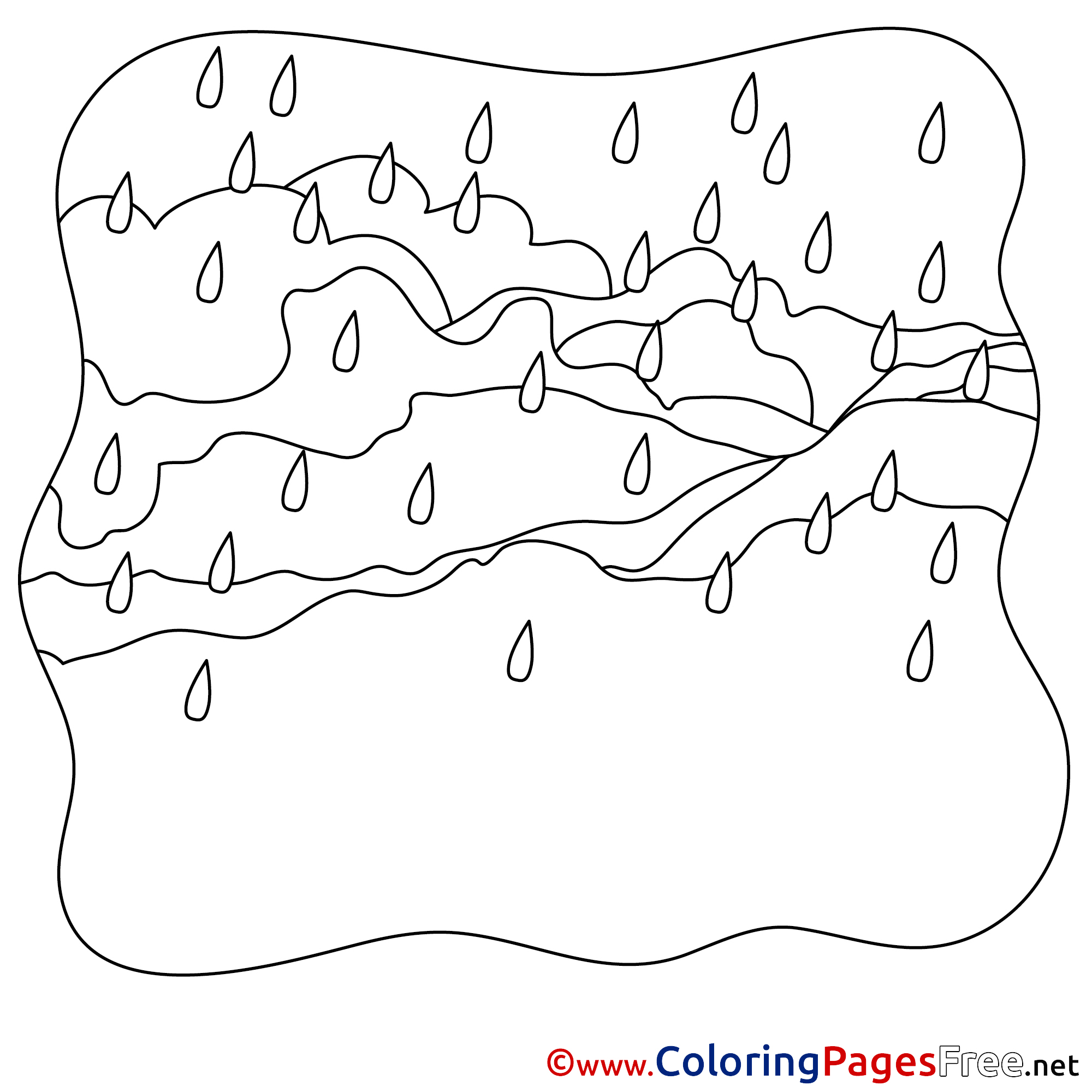 Hills Rain for Children free Coloring Pages