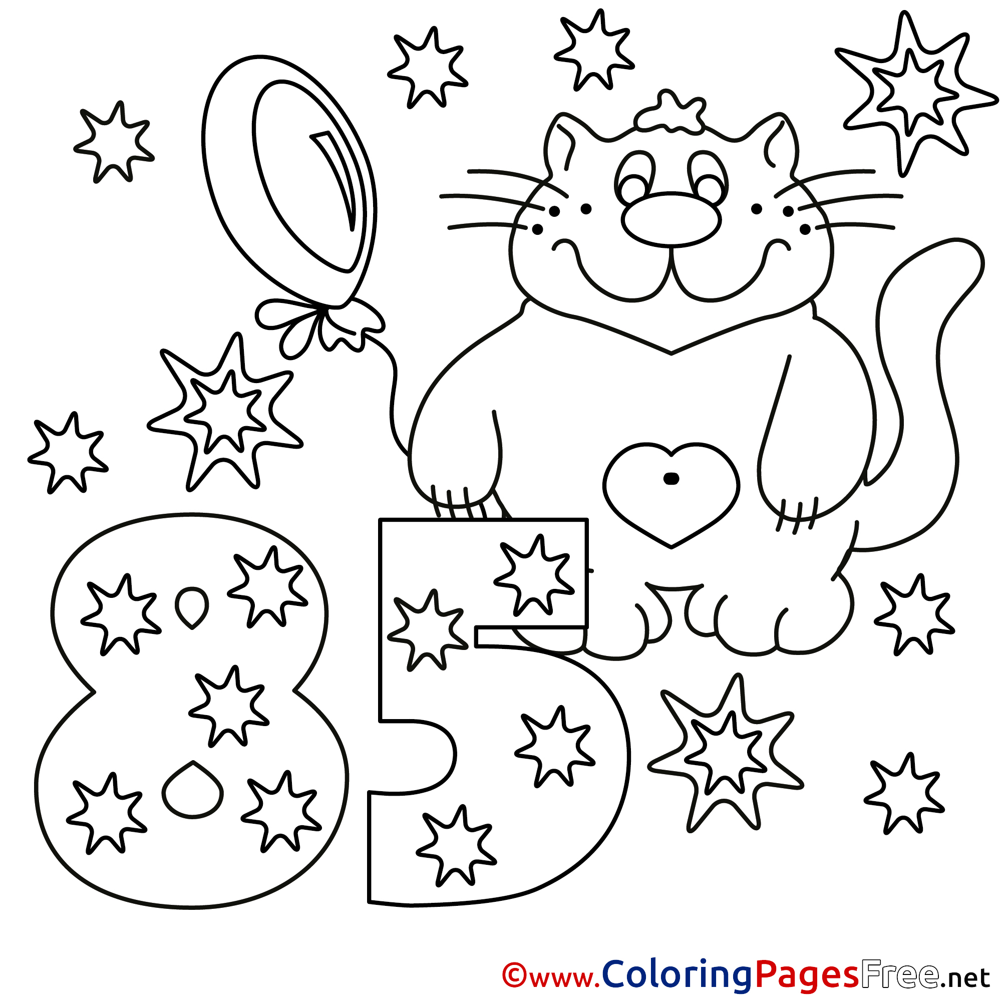 cat birthday coloring pages free