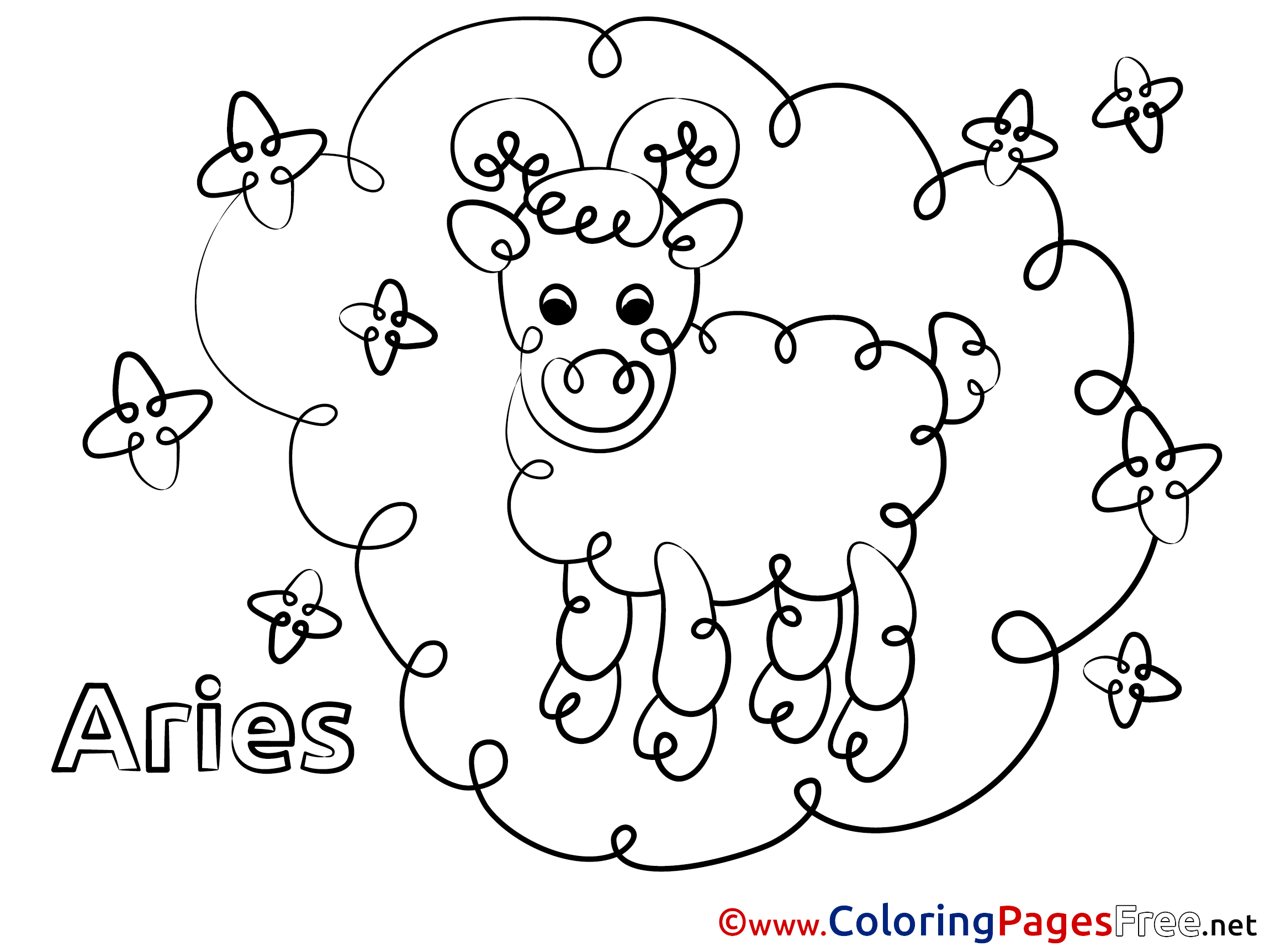 Coloring Aries Pages Zodiac Printable Signs Adult Adults Coloringgarden ...