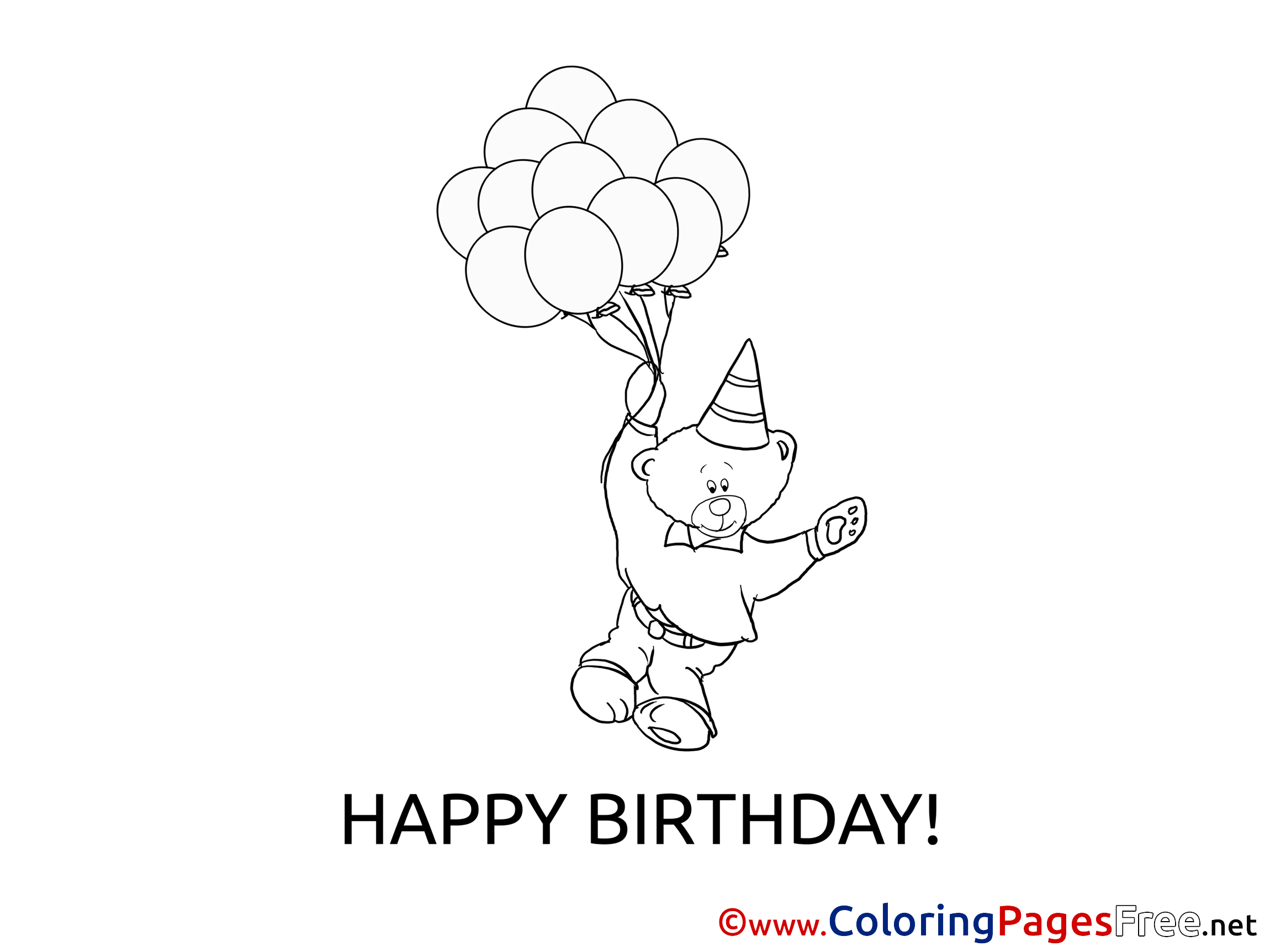 Bear Coloring Pages Happy Birthday for free