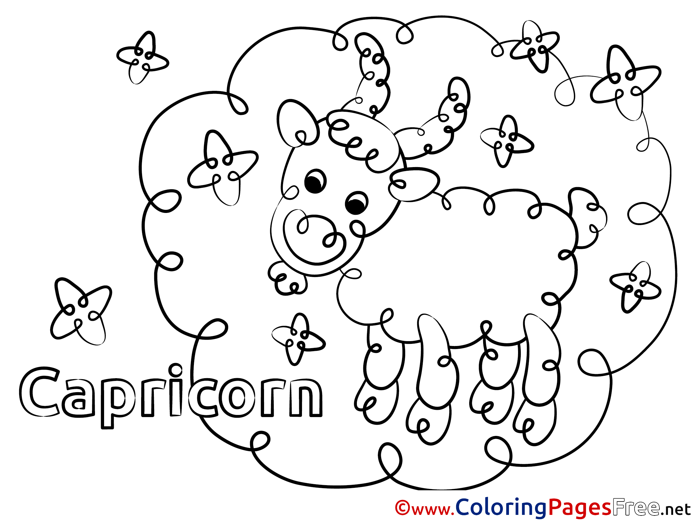 Capricorn Coloring Sheet Coloring Pages