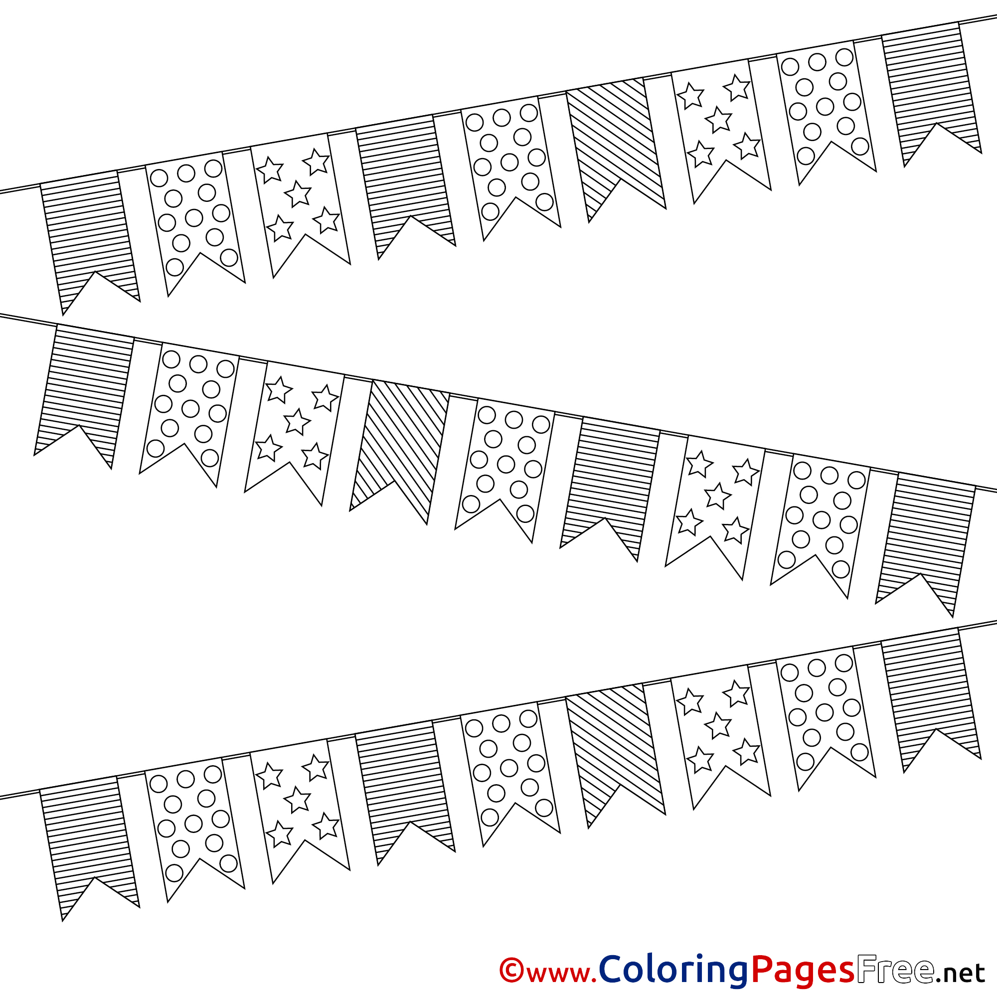 Flags Happy Birthday Coloring Pages download