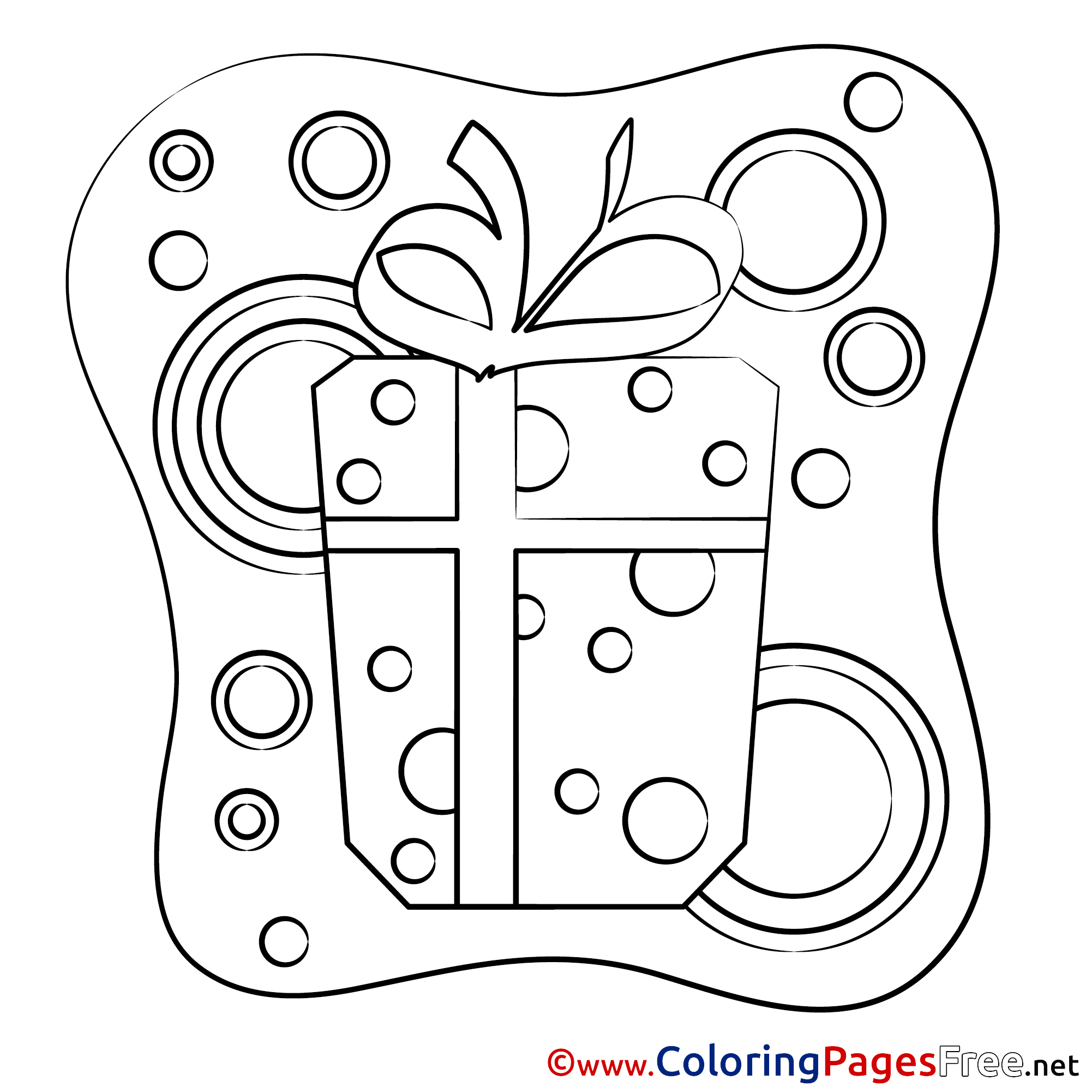 Present Colouring Page Happy Birthday free