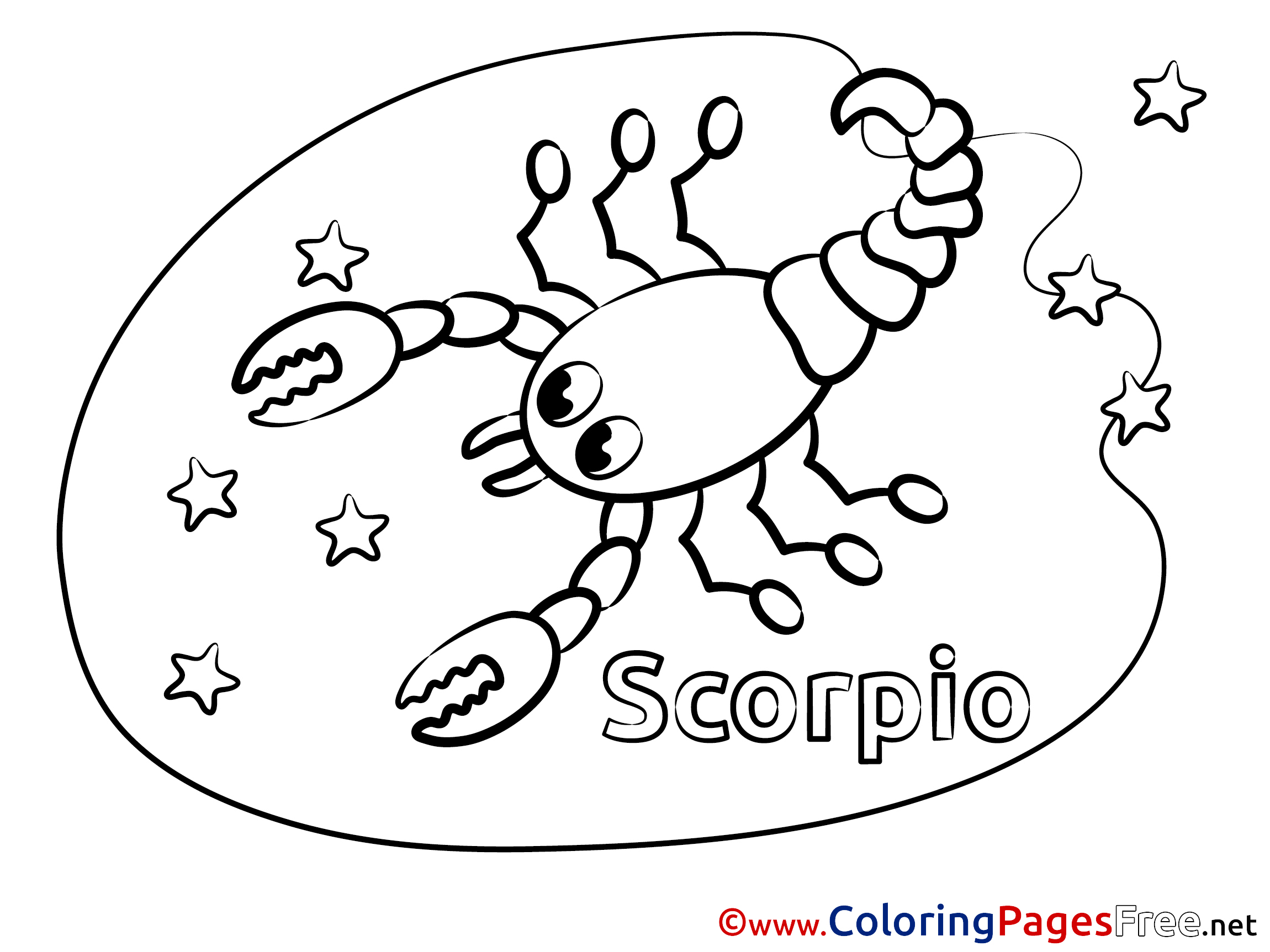 Scorpio Colouring Page Happy Birthday free