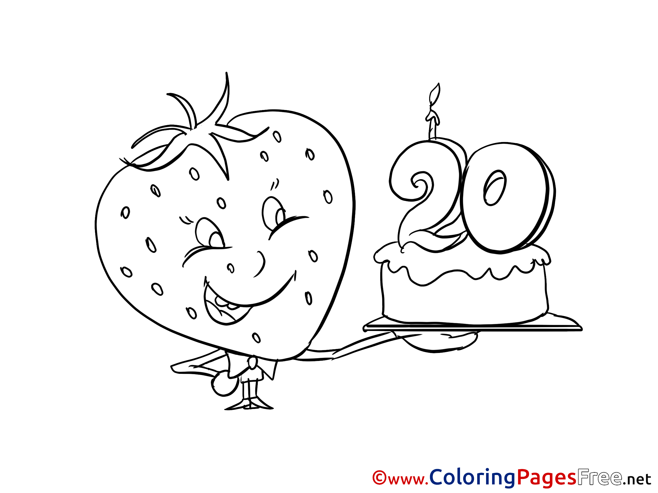 Strawberry 20 Years Coloring Pages Happy Birthday