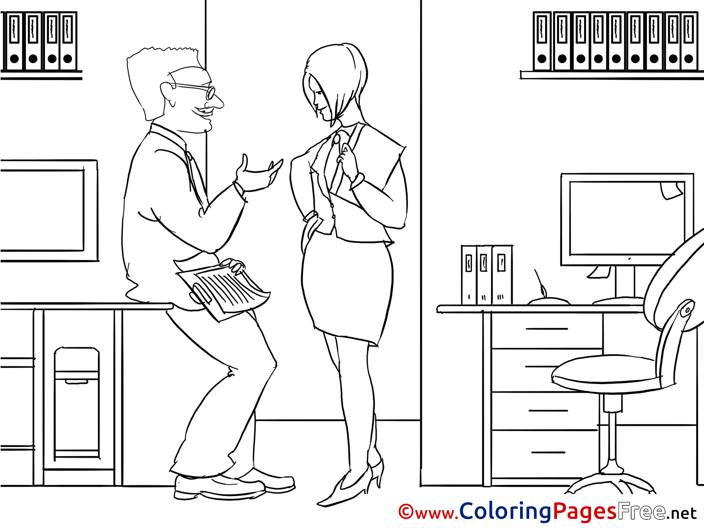Colleagues Colouring Page Business free