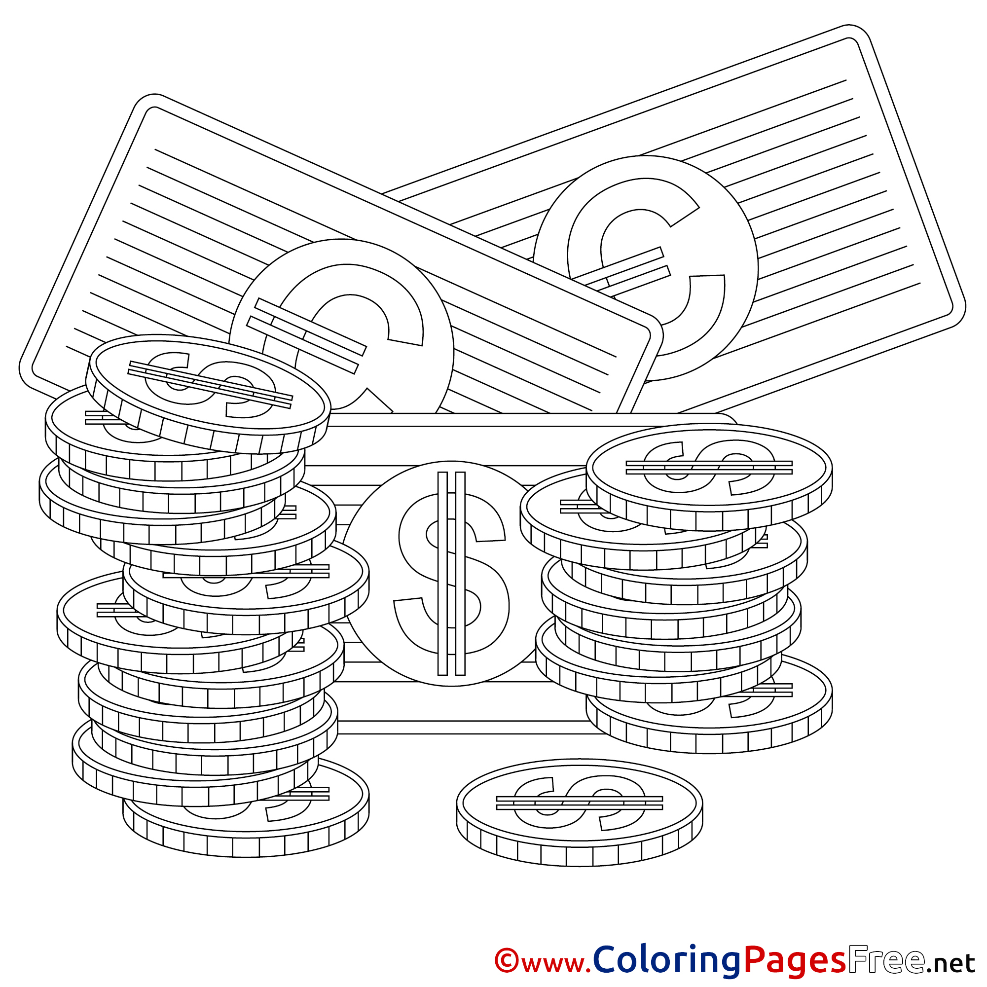 Money free Business Coloring Sheets