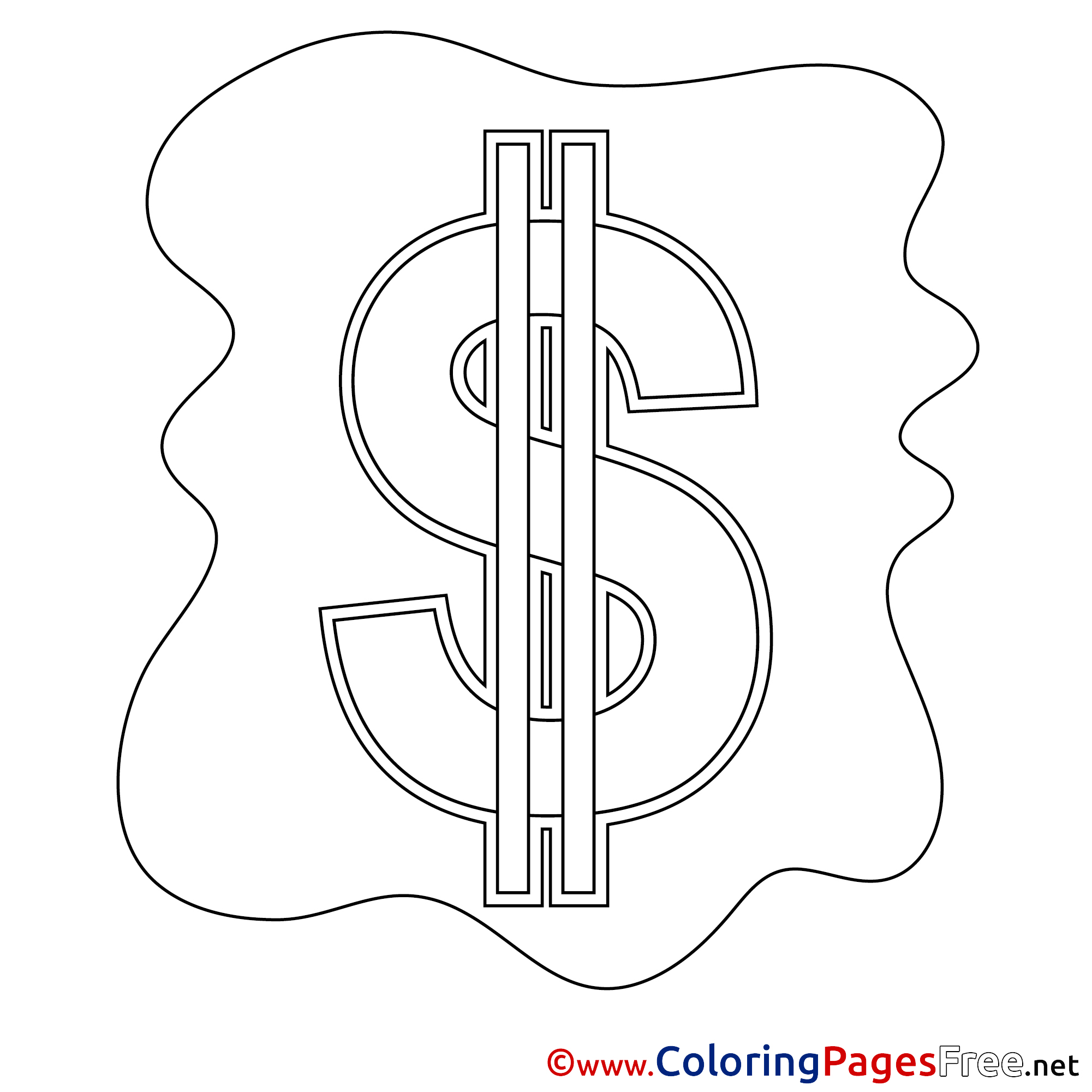 Symbol Dollar Kids Business Coloring Pages