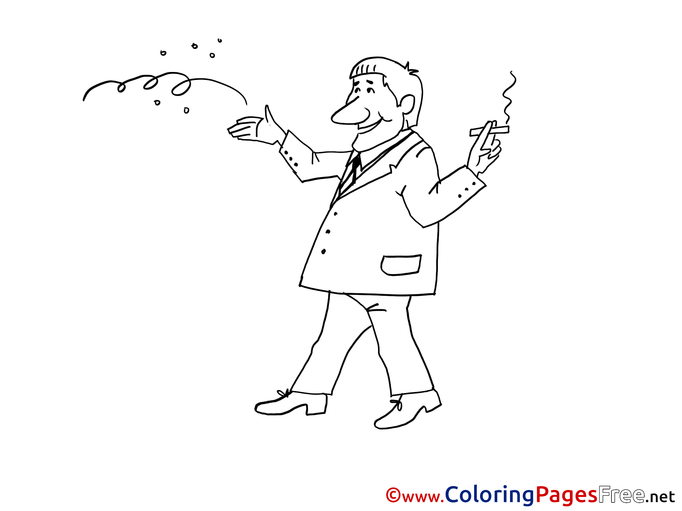 Smoking Coloring Drawing Pages Color Cigarette Clipart Area Showing Man ...