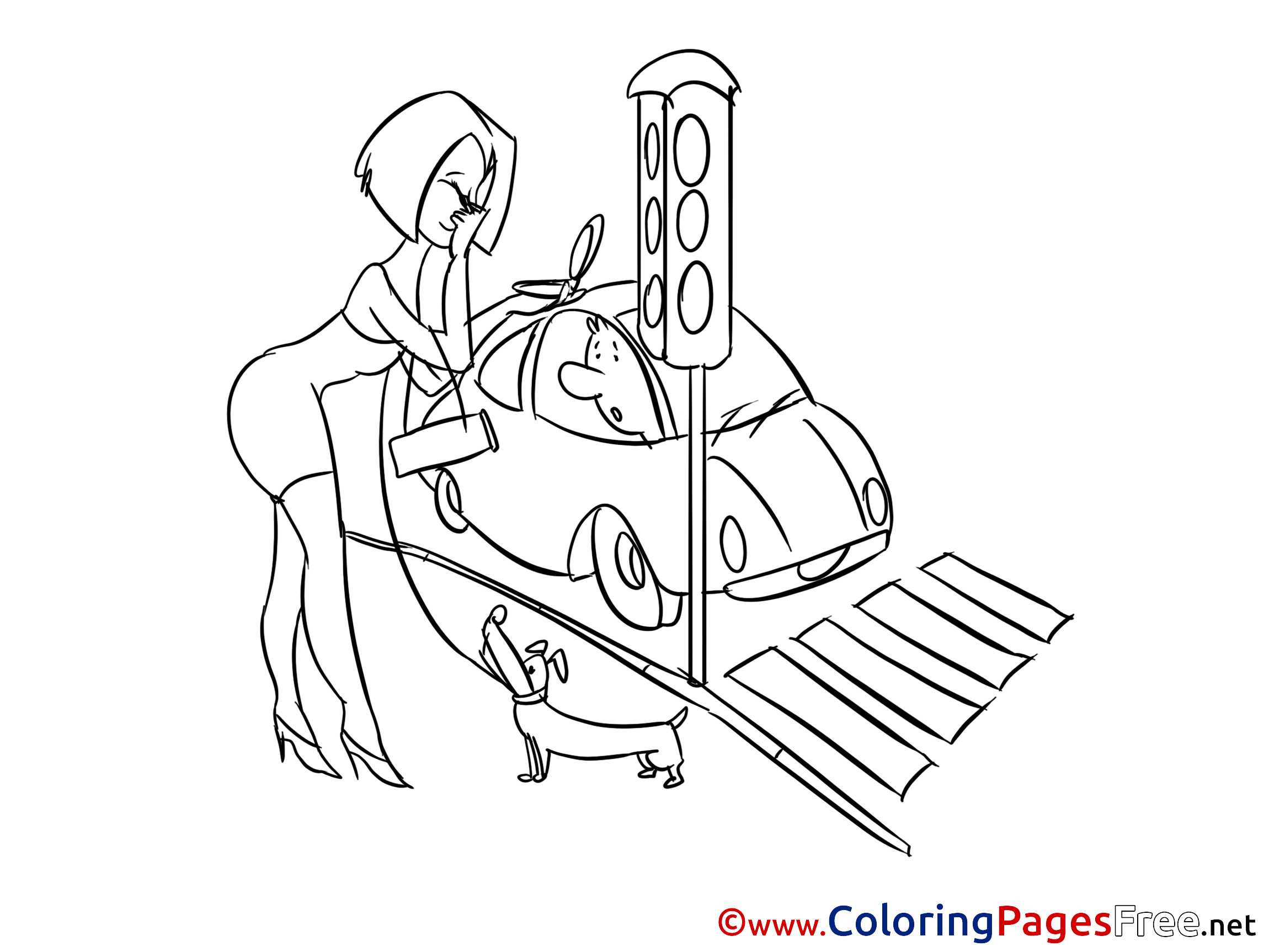 traffic light coloring page free