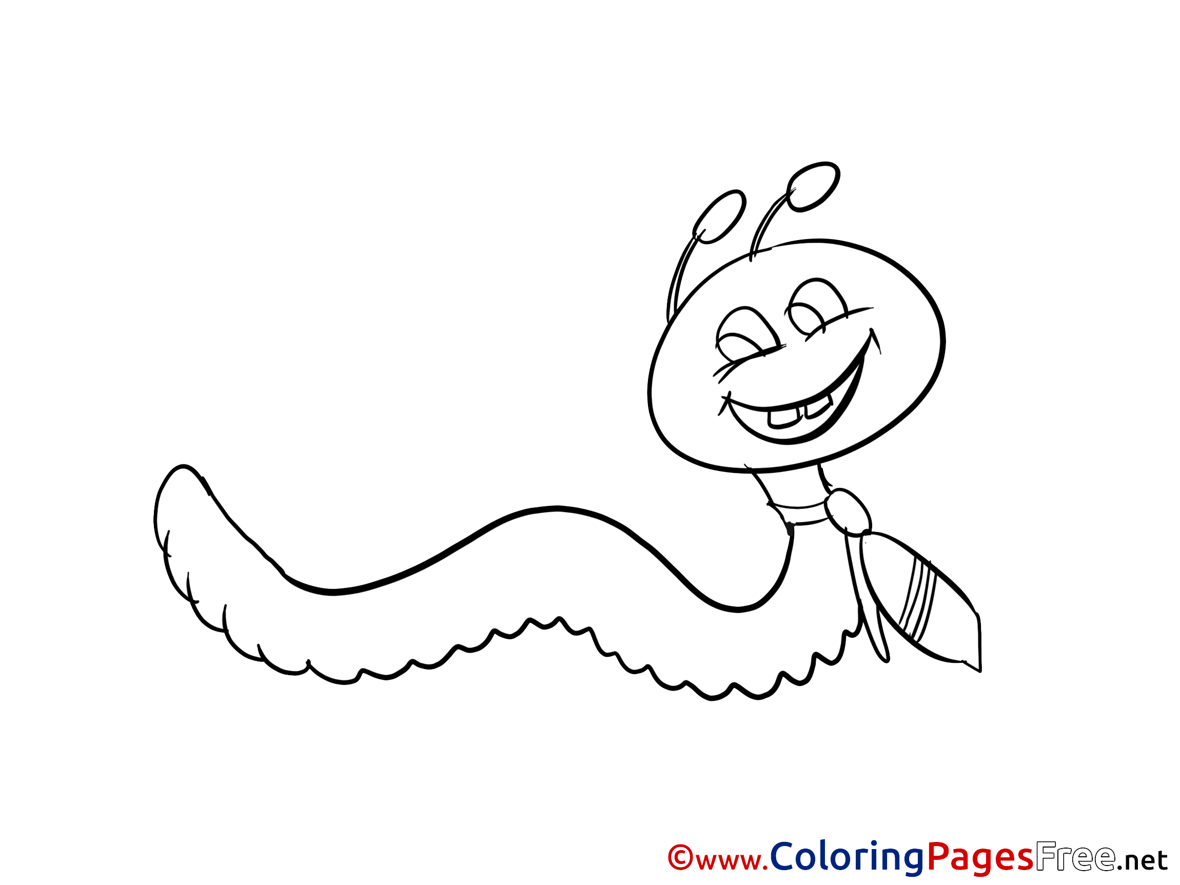 Worm Kids free Coloring Page
