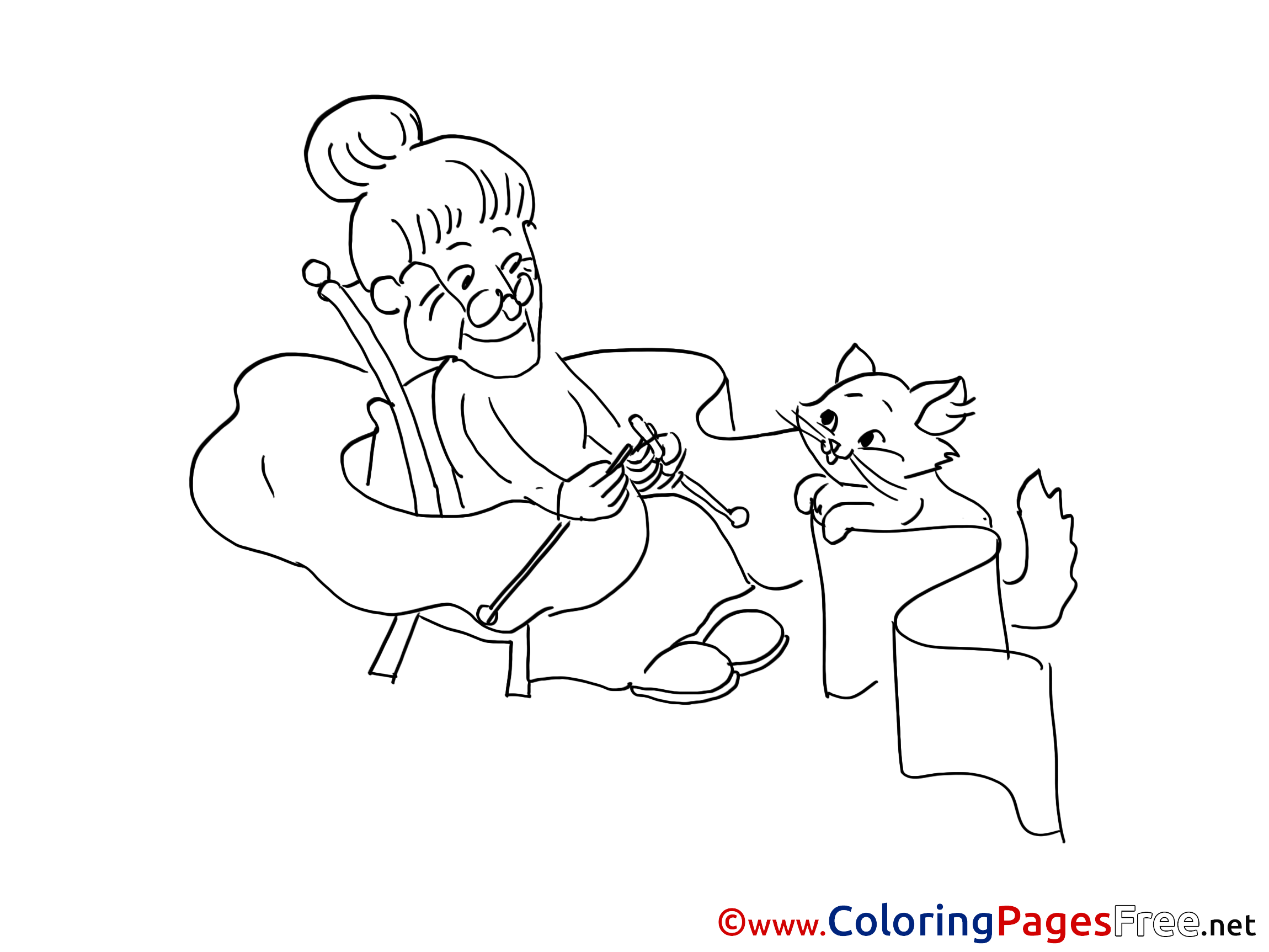 Grandmother Cat Coloring Sheets download free