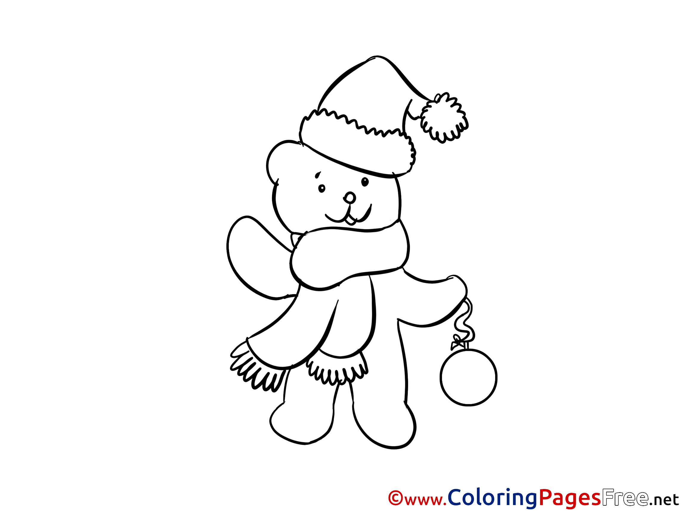Bear Kids Christmas Coloring Page