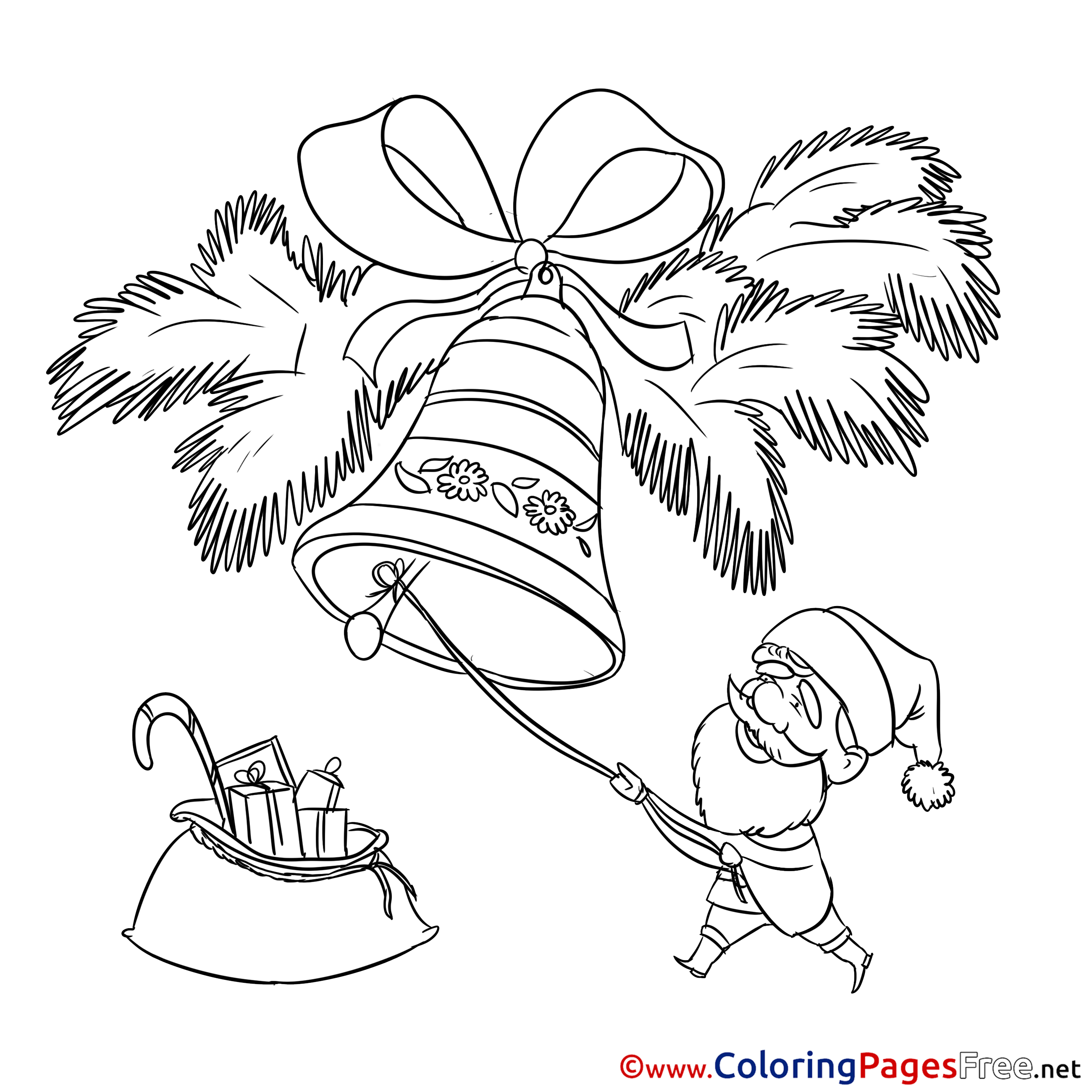 Bell printable Coloring Pages Christmas