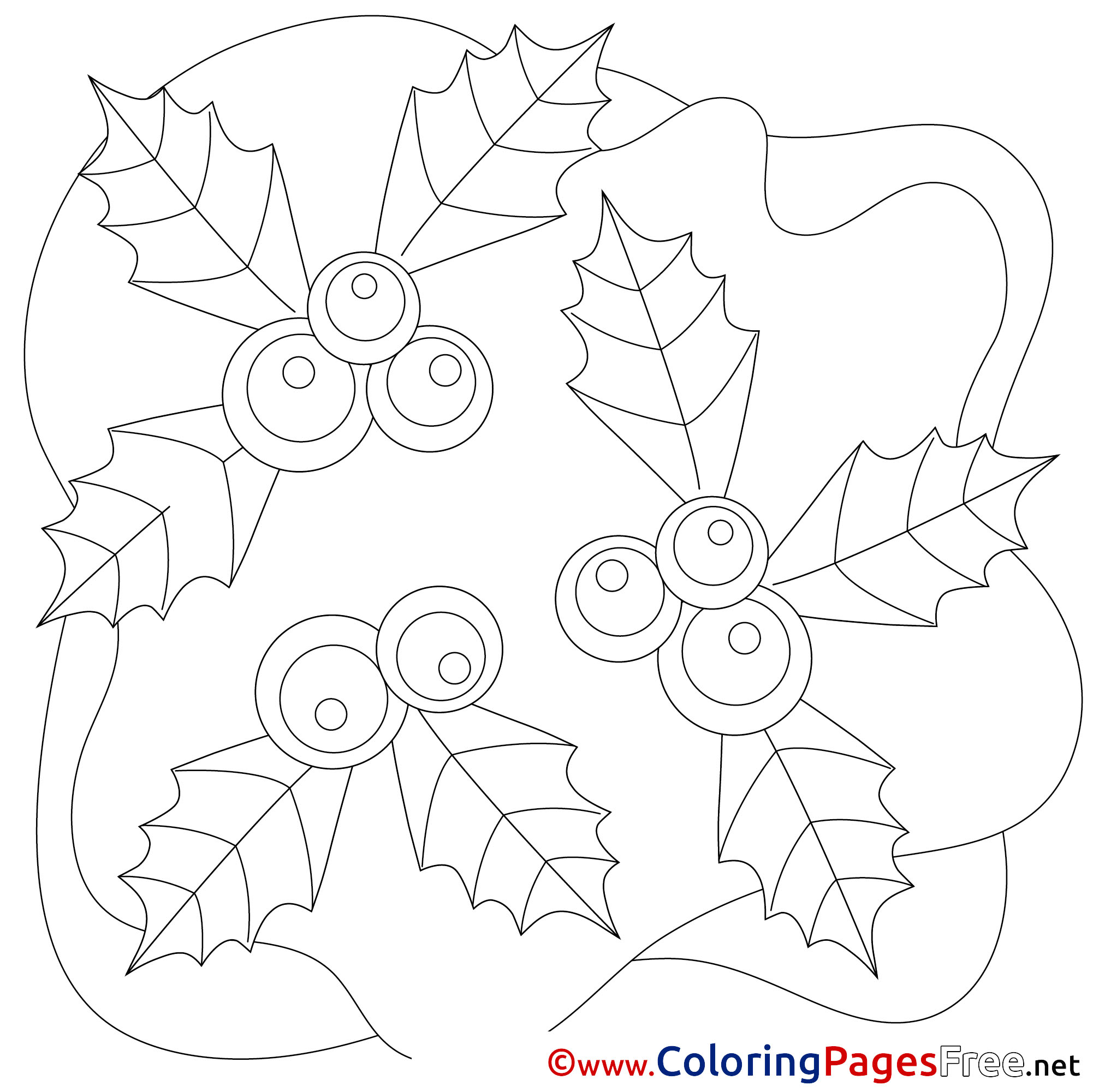 Flowers Kids Christmas Coloring Page
