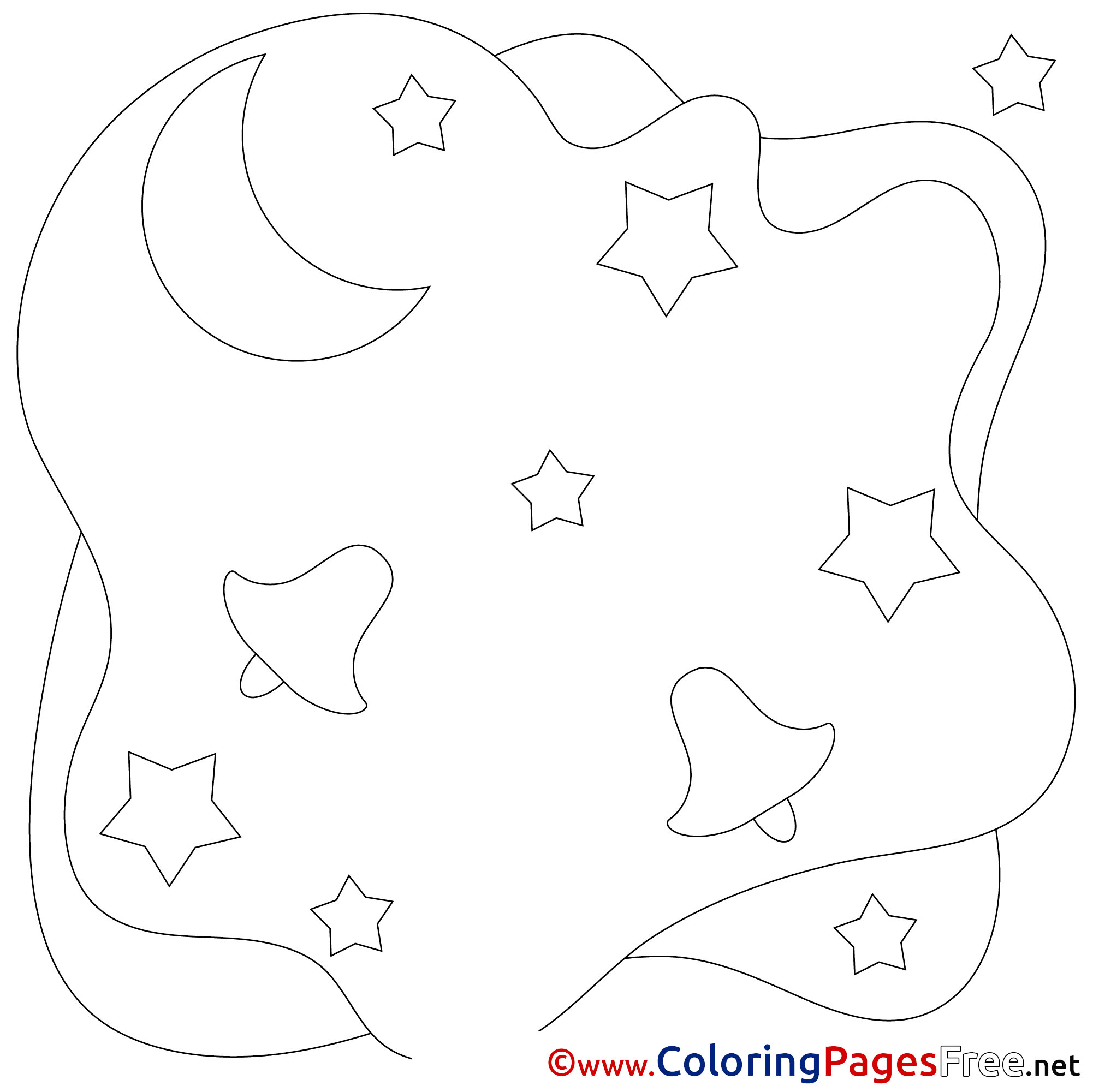 Moon printable Coloring Pages Christmas