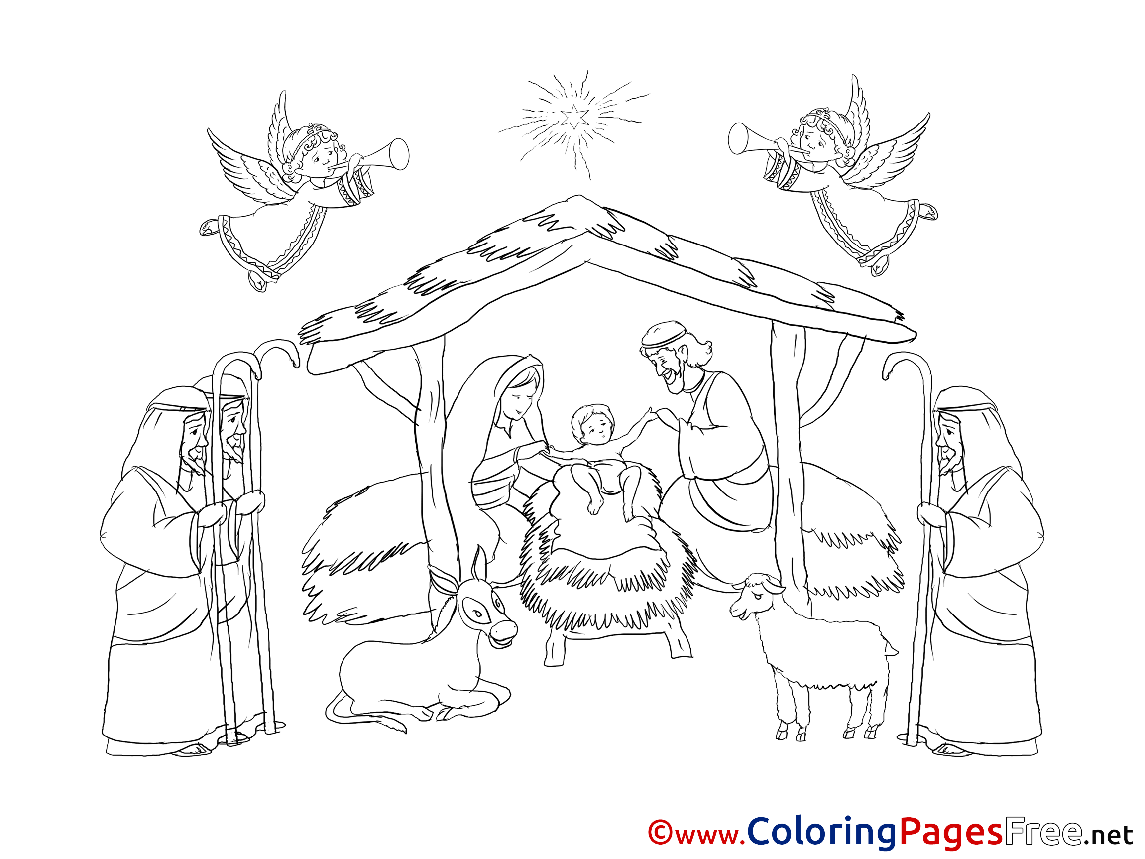 Nativity free Colouring Page Christmas