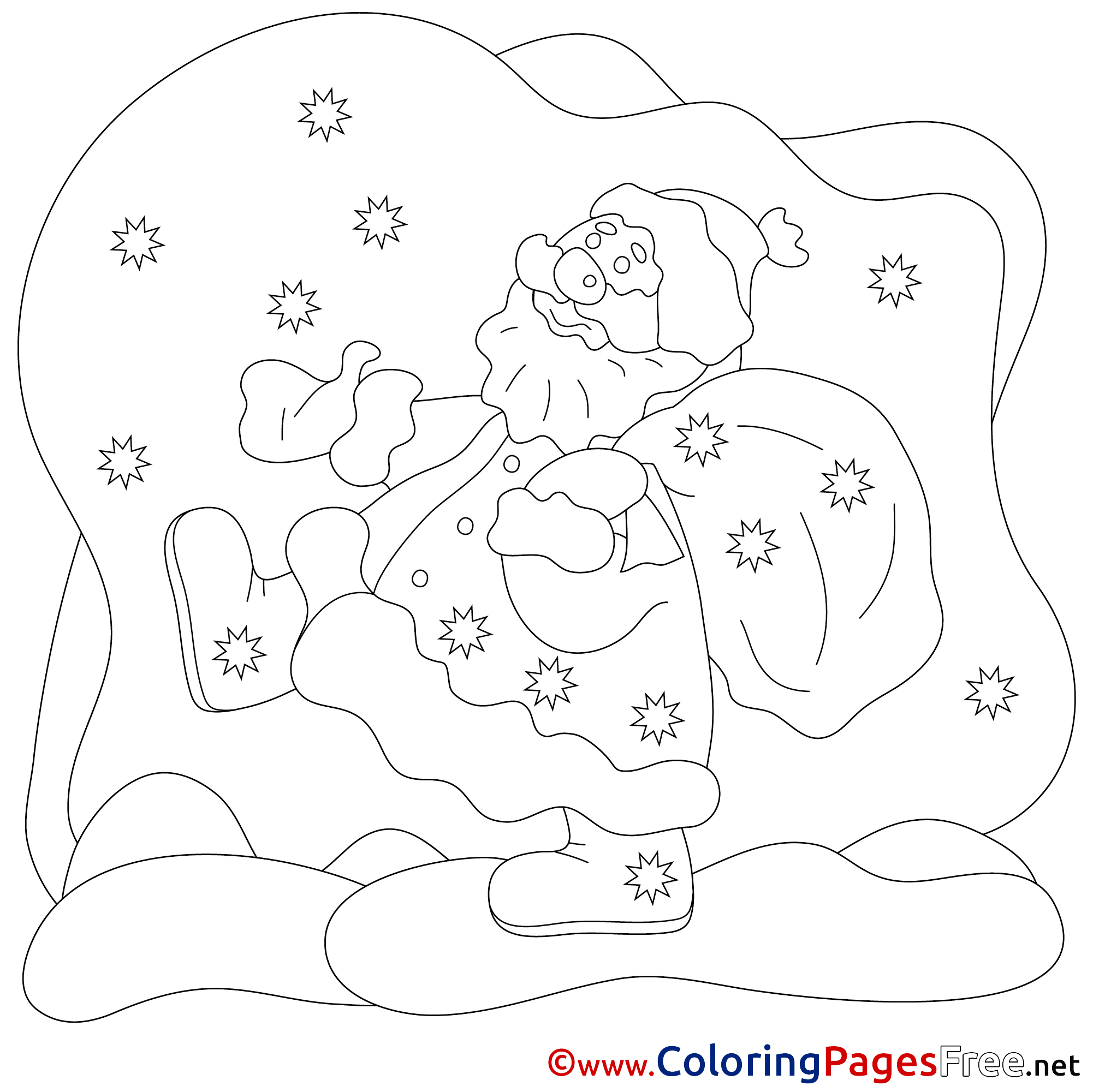 New Year Santa Claus Christmas Colouring Sheet free