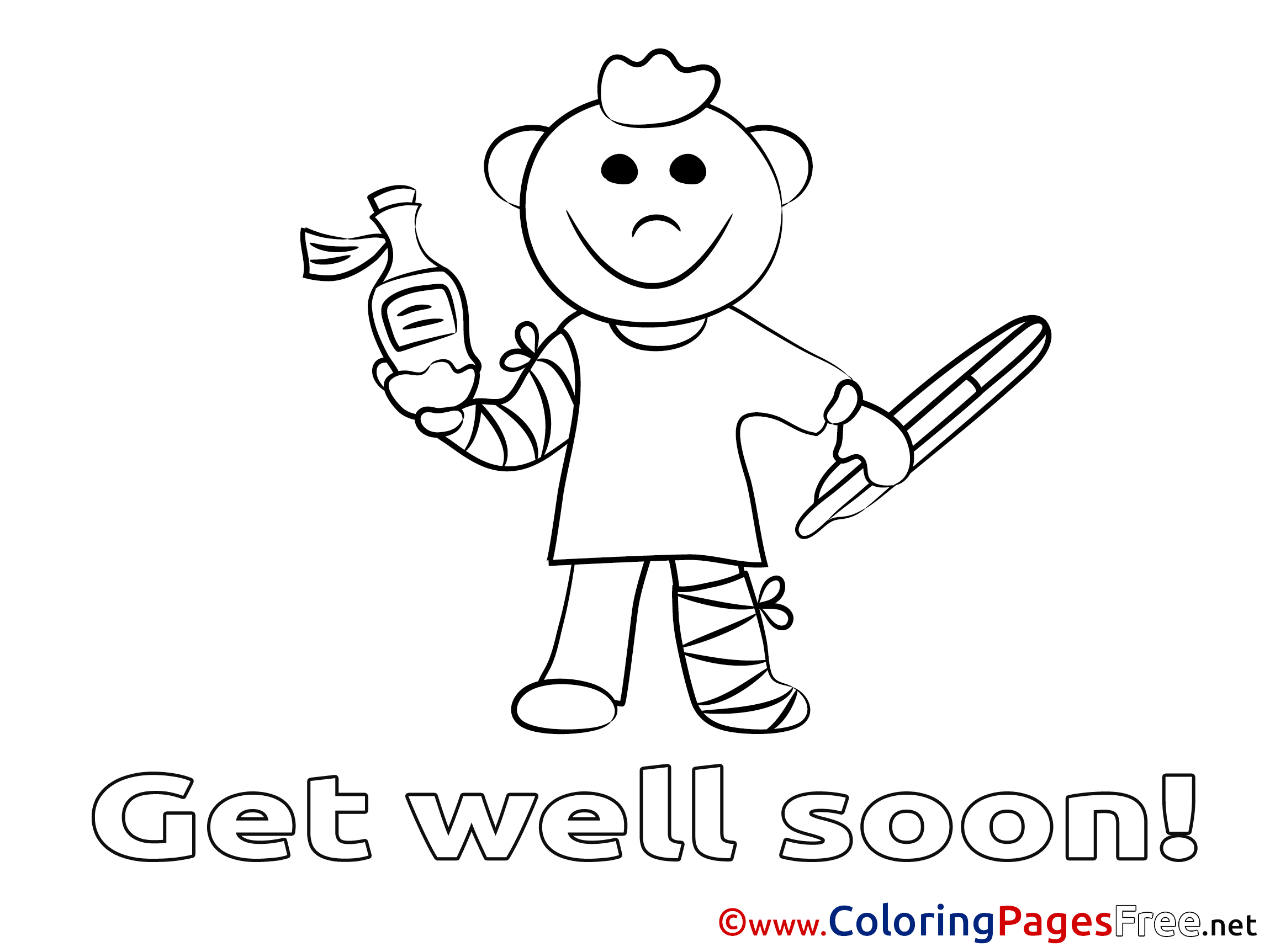 Boy Coloring Pages Get well soon