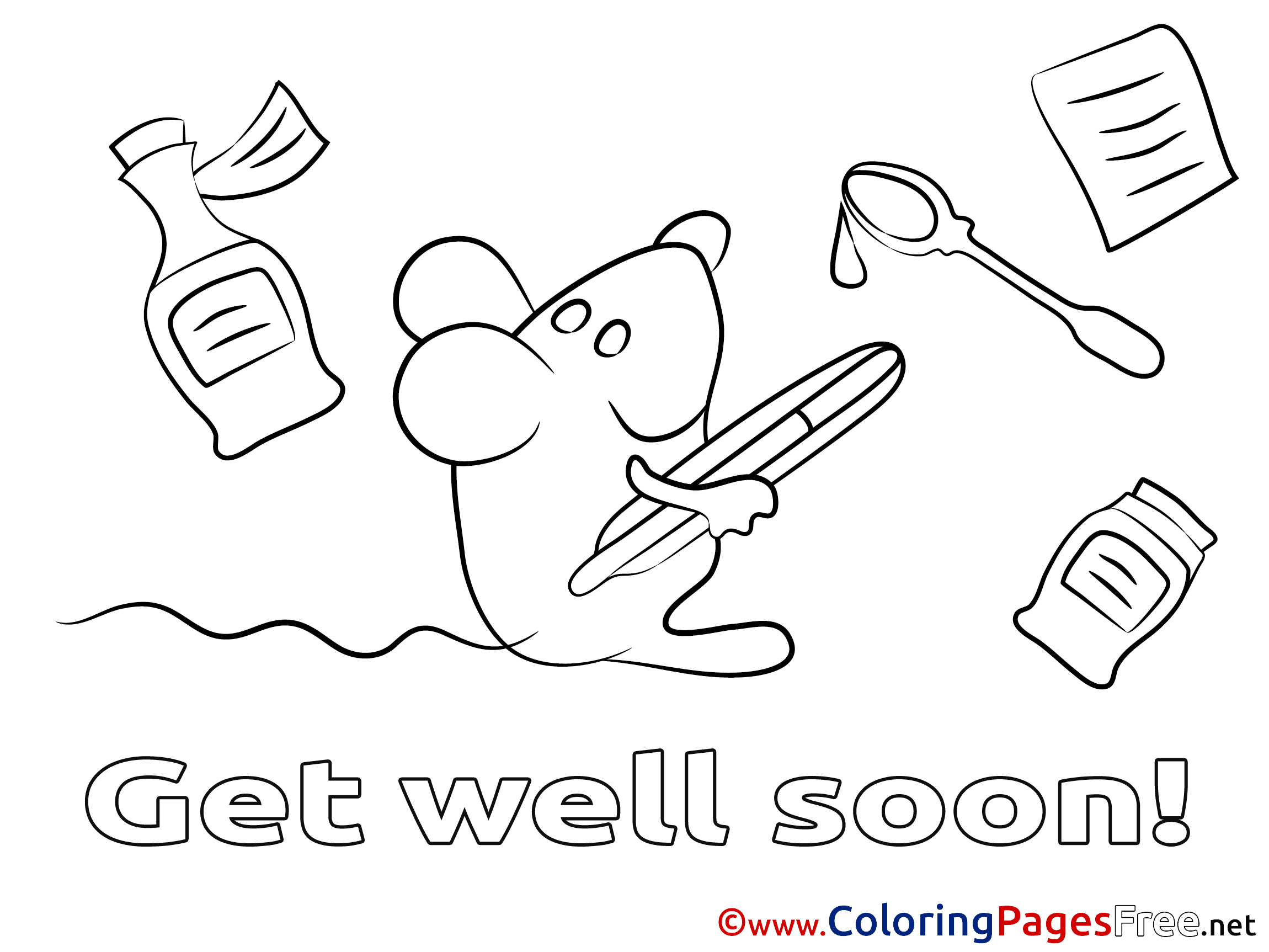Mouse Coloring Sheets Get well soon free