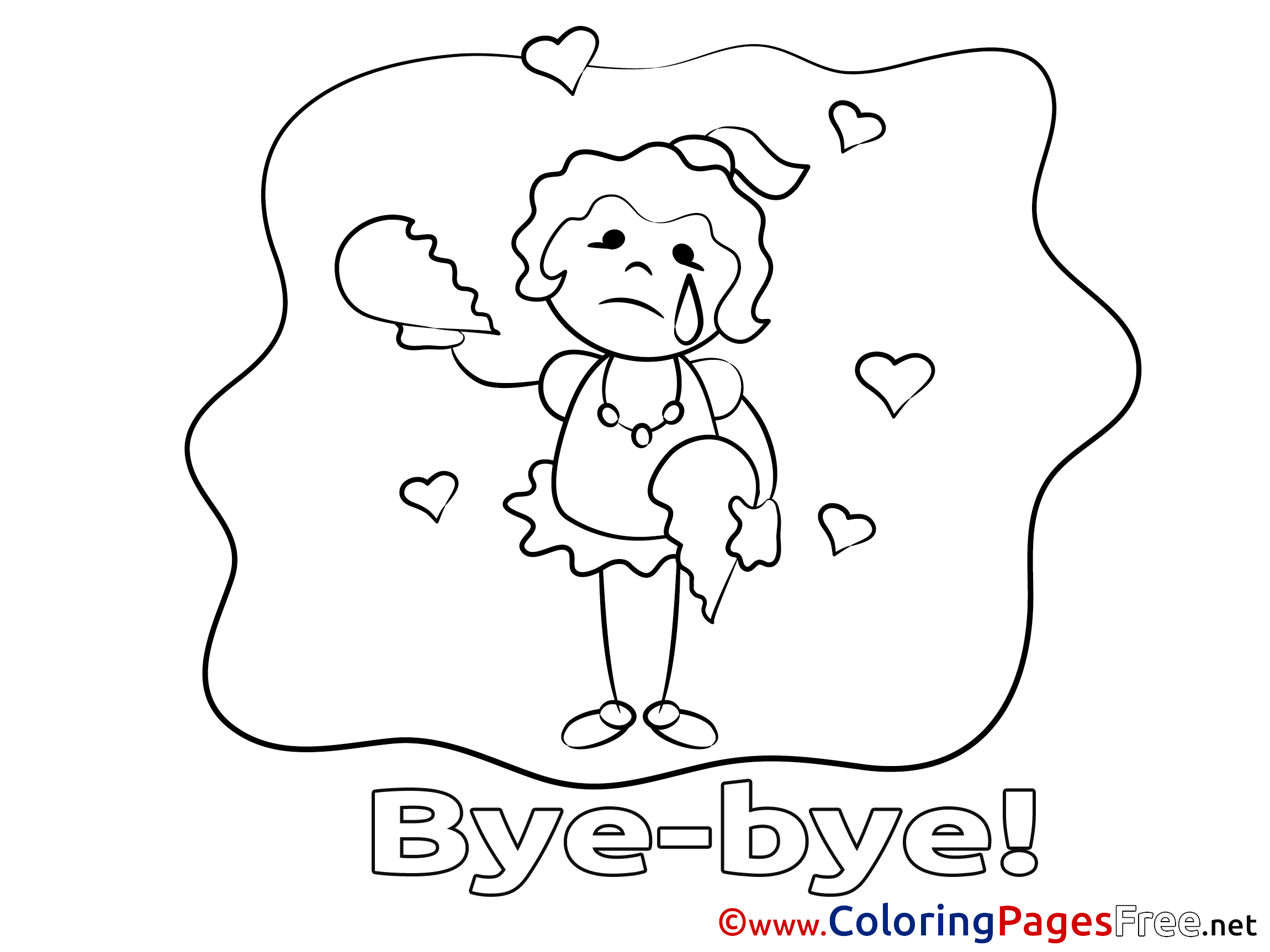 Girl free Good bye Coloring Sheets