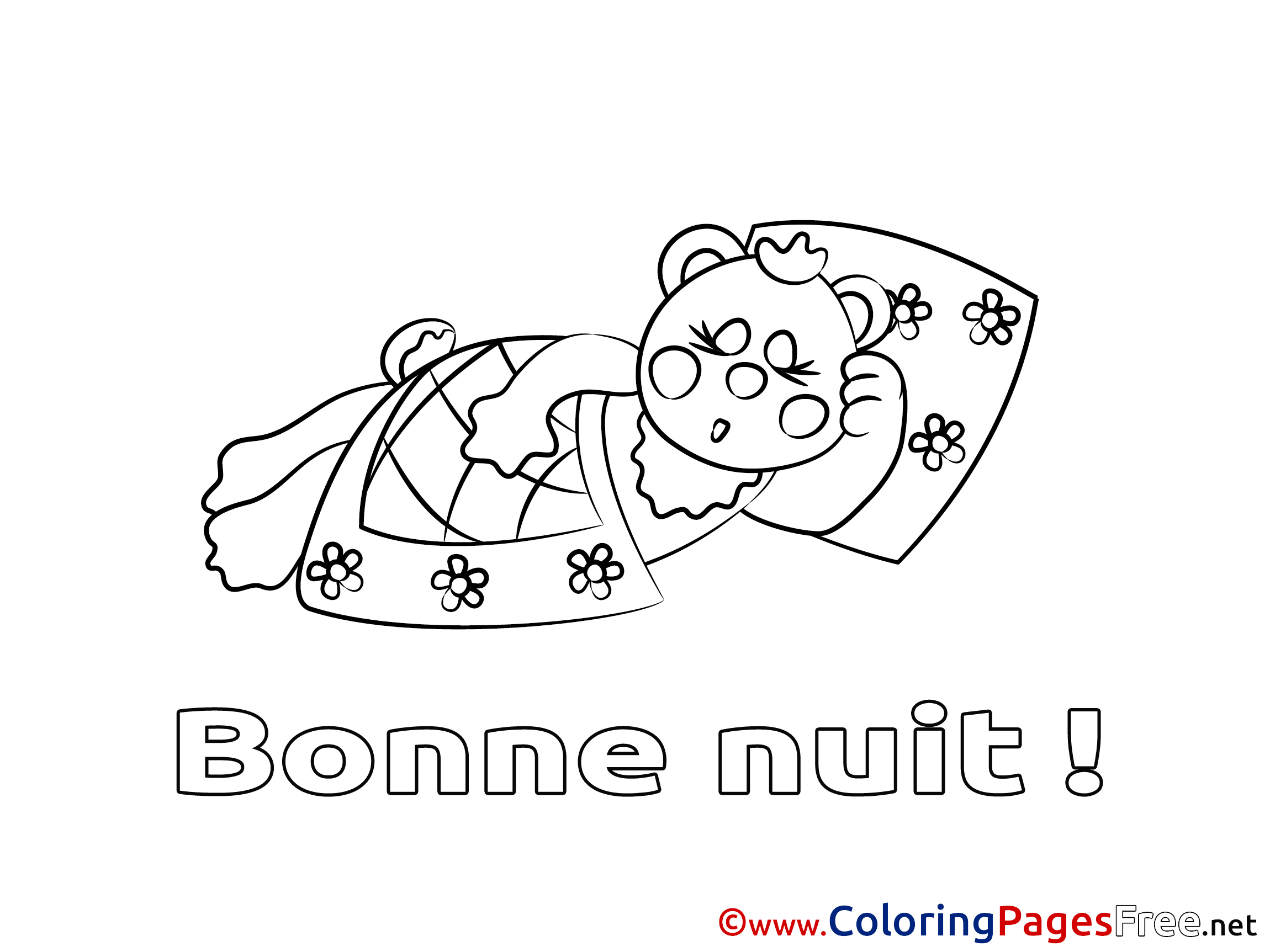 Bear Good Night Colouring Sheet free