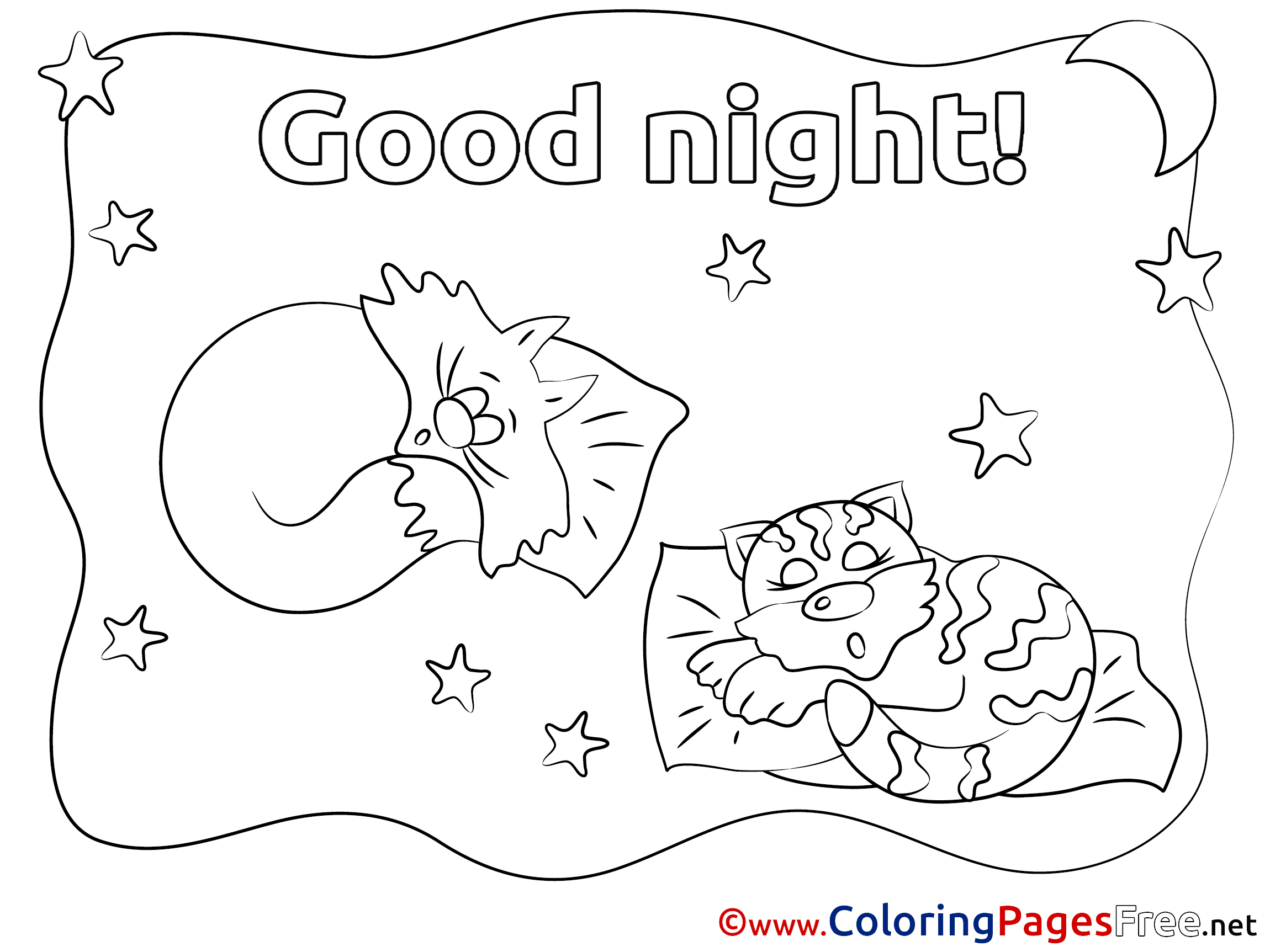 Drawing Cats printable Coloring Pages Good Night
