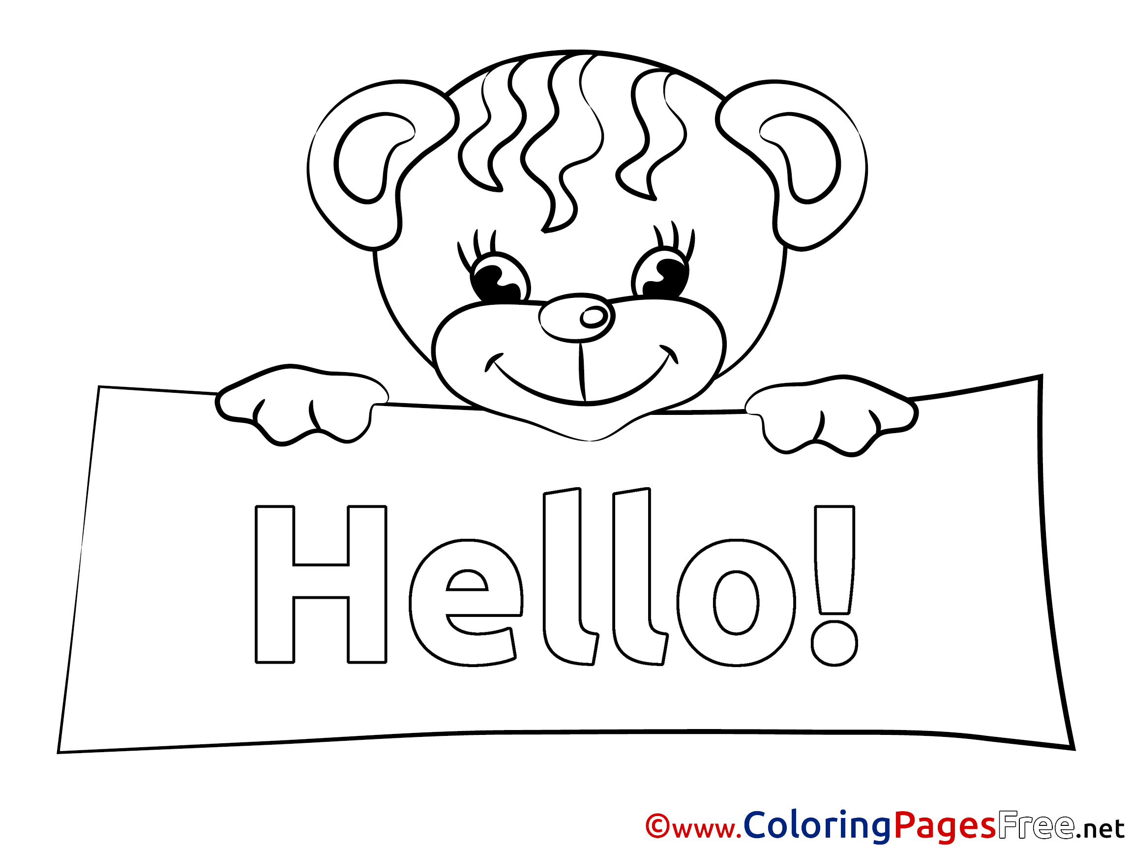 Bear Coloring Pages Hello for free