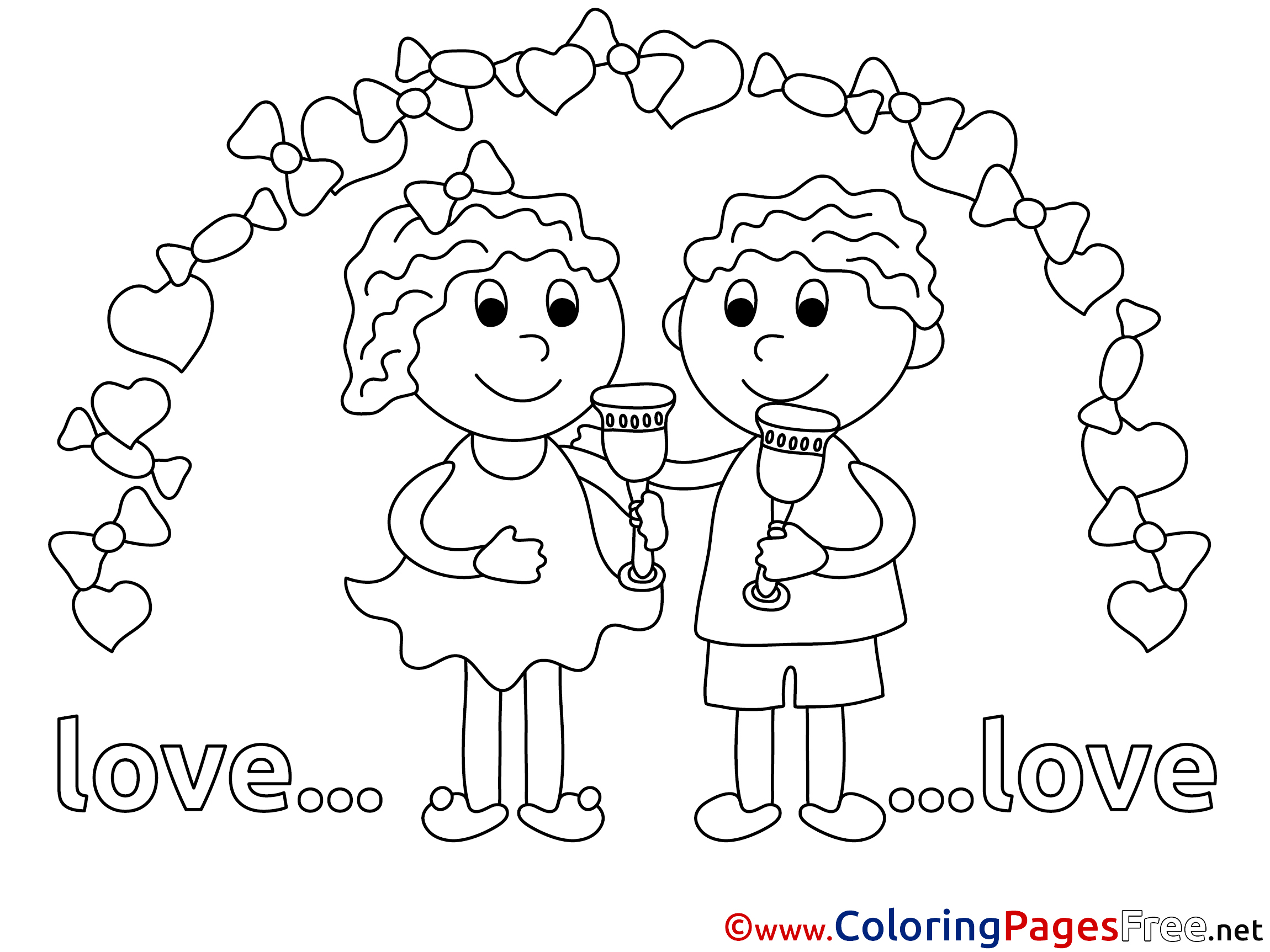 Wedding free Colouring Page Love