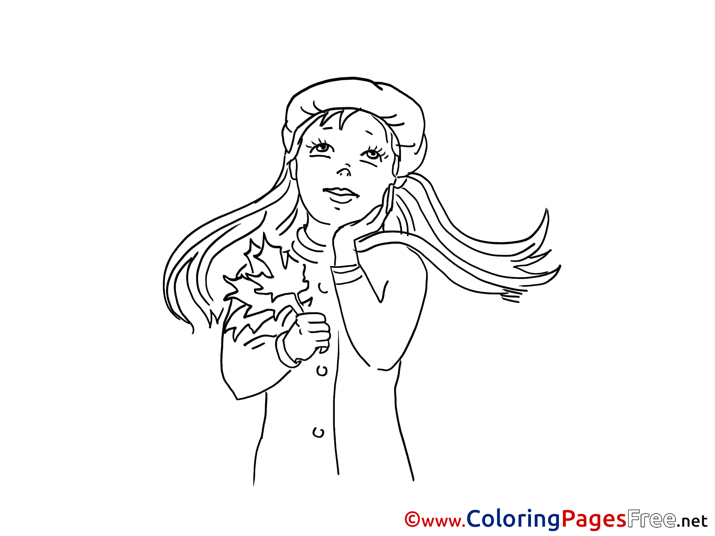 Fall Girl Coloring Pages