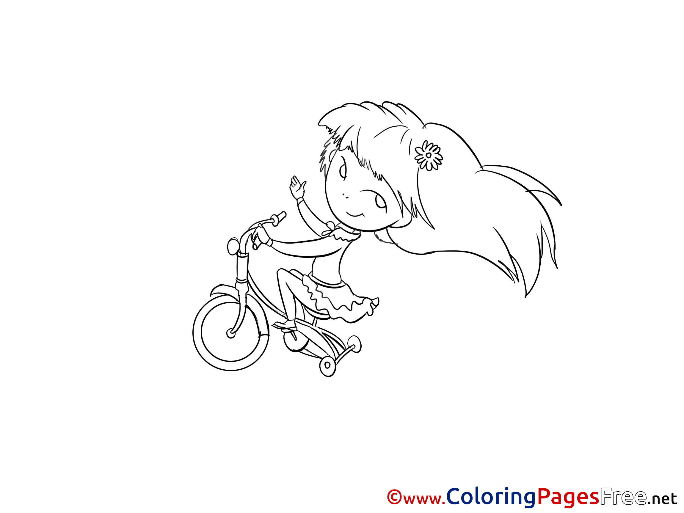 Bicycle Girl printable Coloring Pages for free