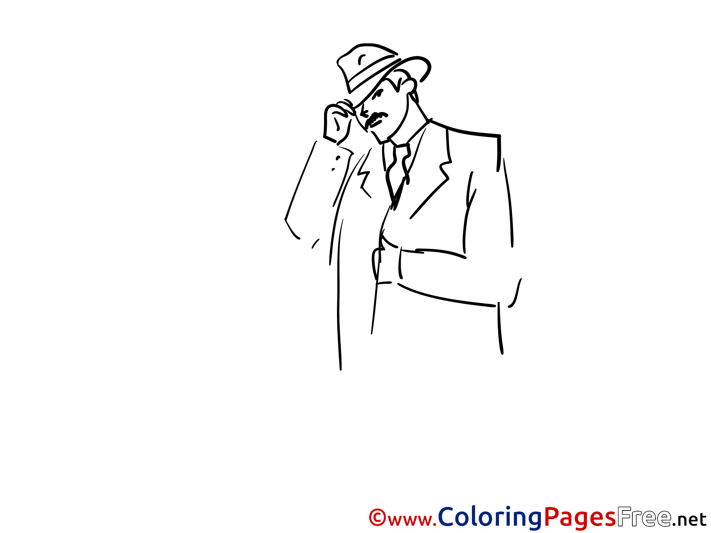 Hat Detective Coloring Sheets download free