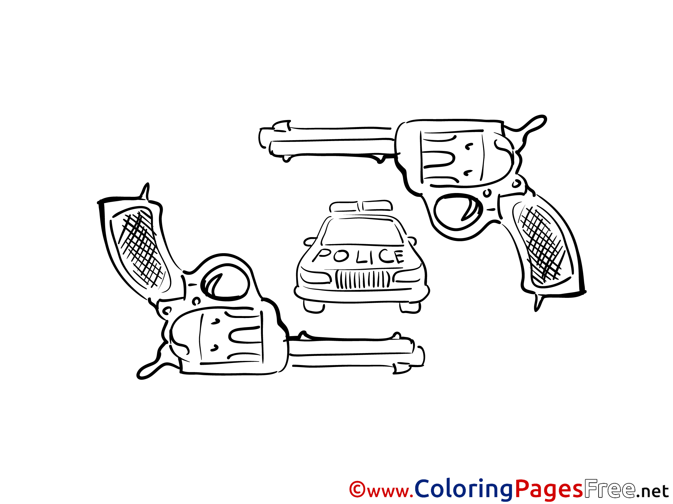 Police Weapons Coloring Pages
