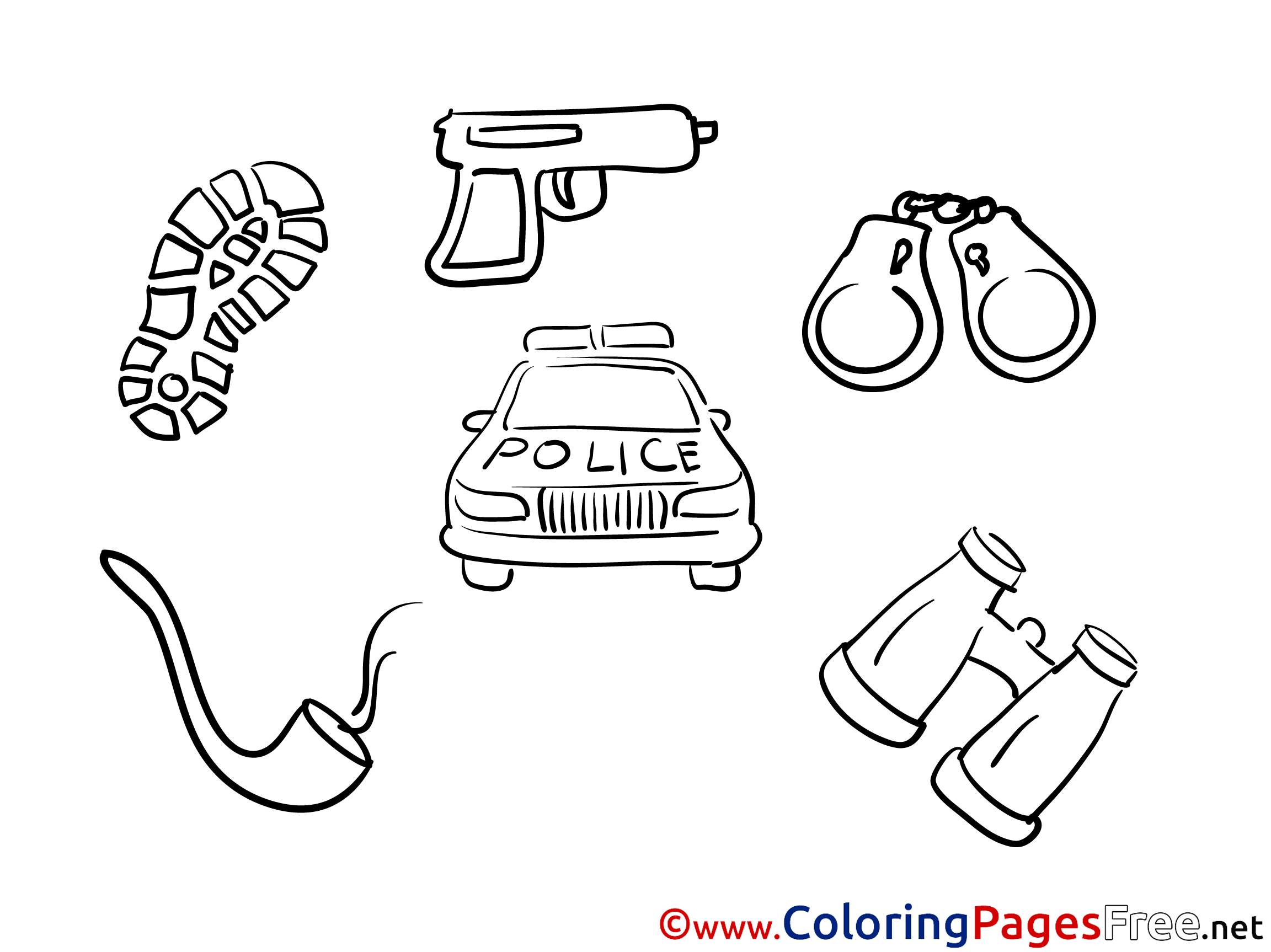 Police Tools Coloring Page