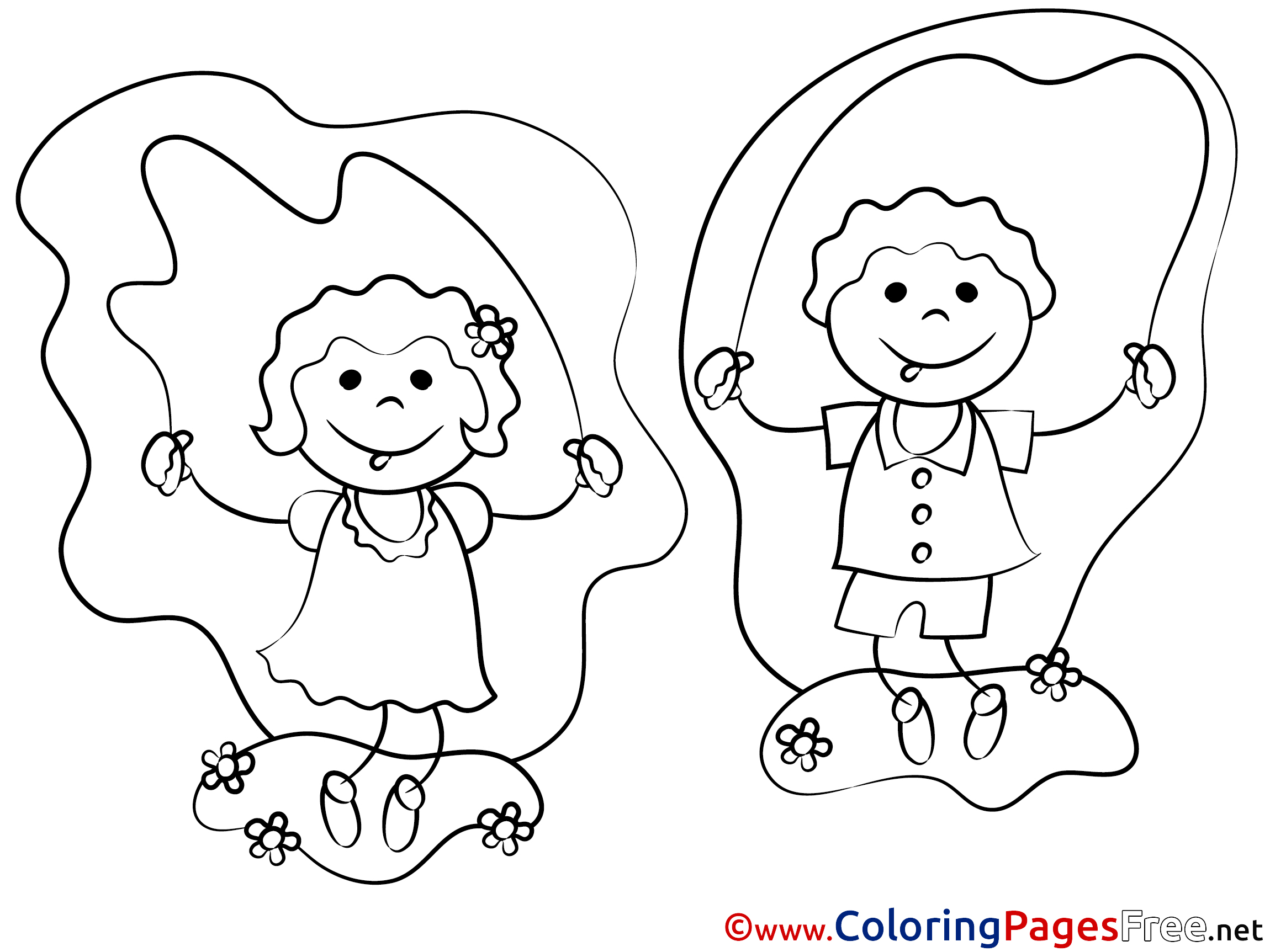 Children hopping printable Coloring Pages for free