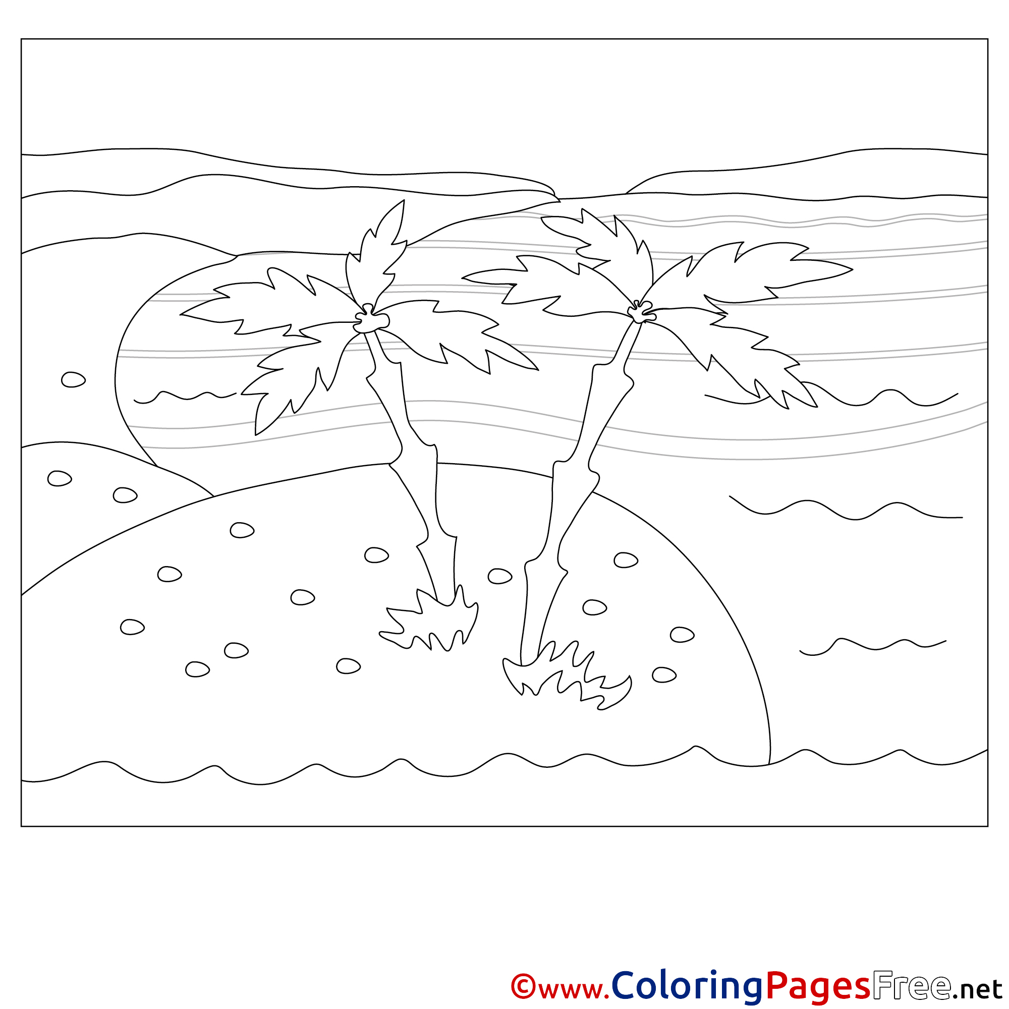 Sea Island for Kids printable Colouring Page