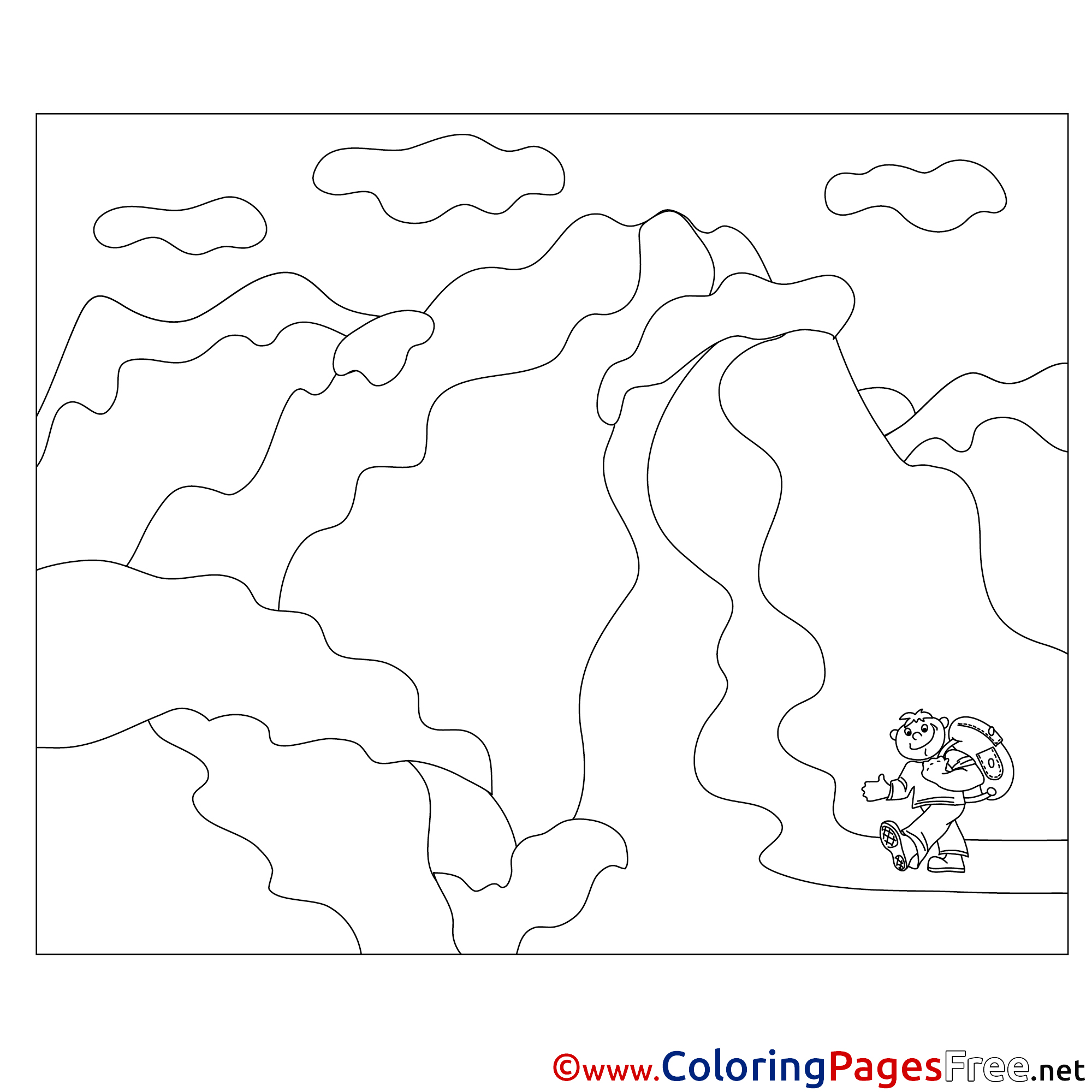 Tourist in the Mountains for free Coloring Pages download