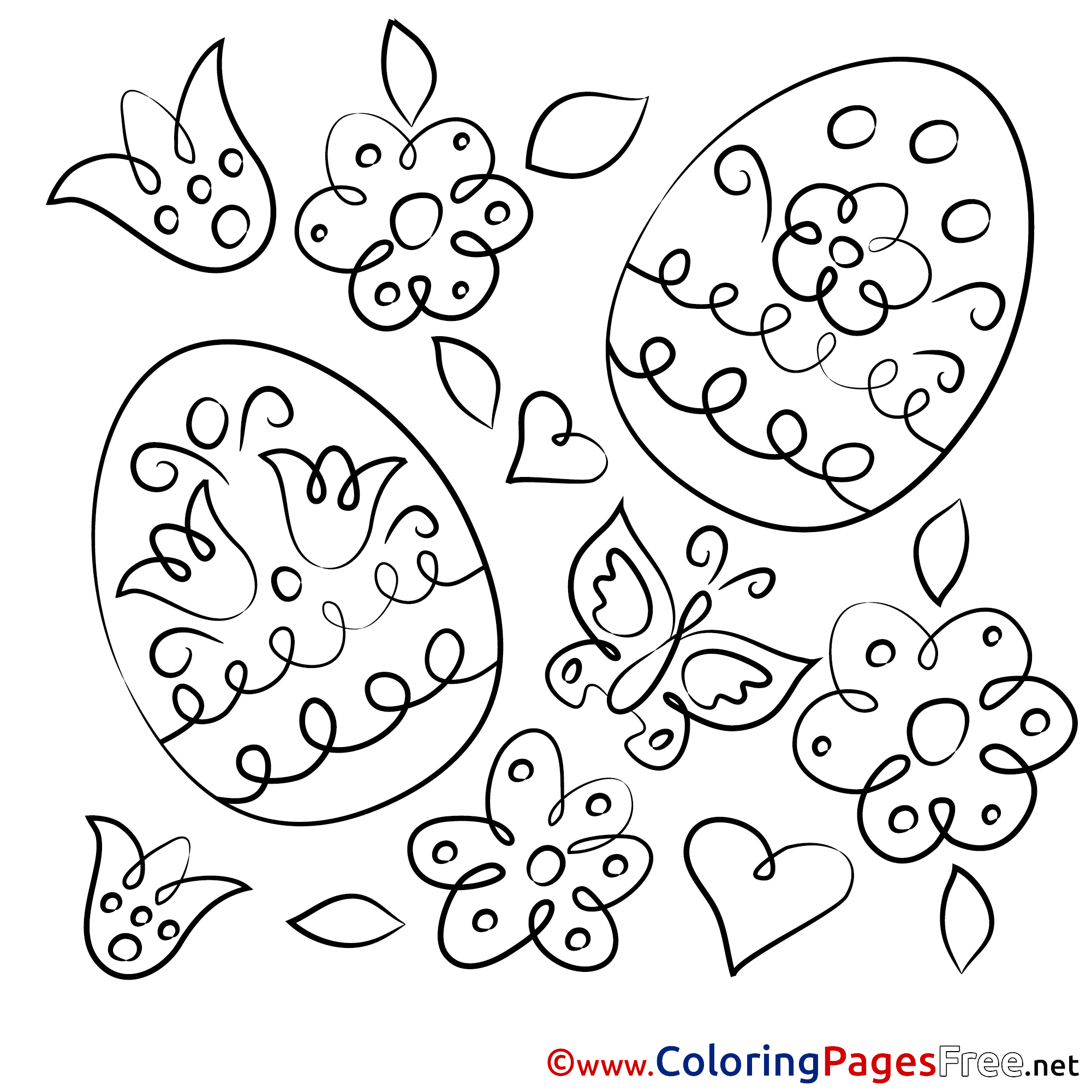 Butterfly Eggs Easter free Coloring Pages