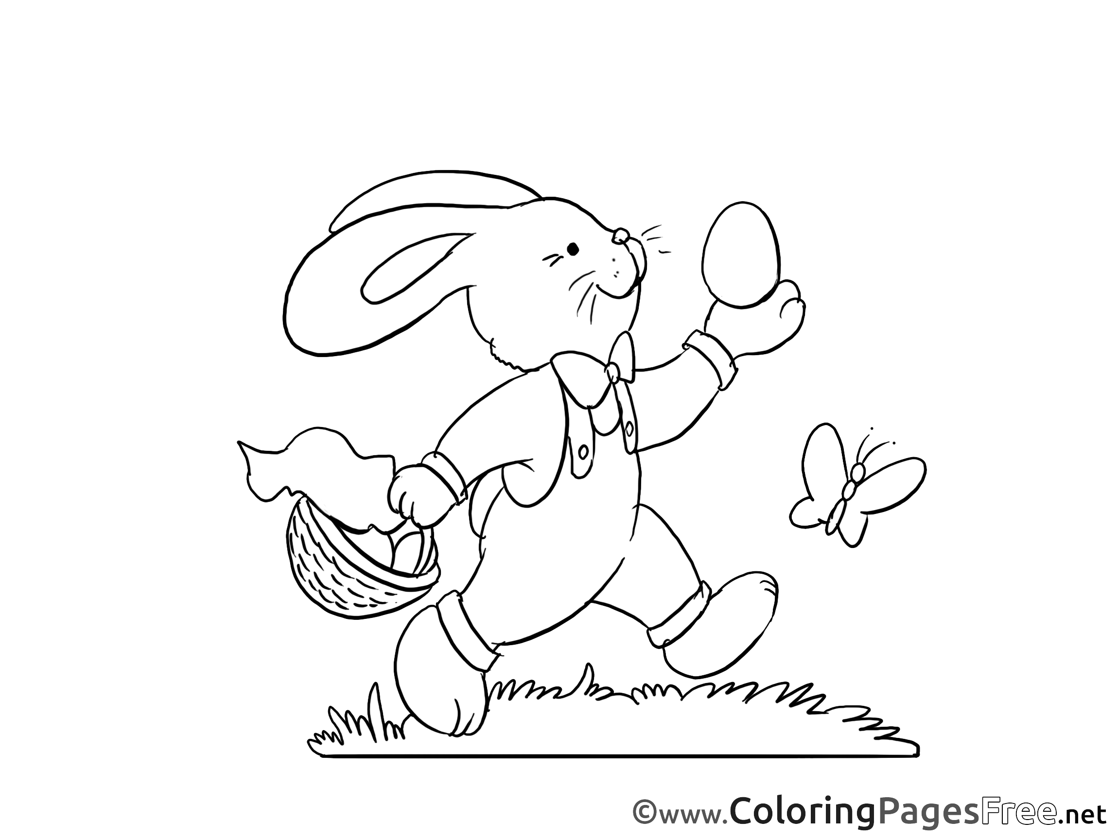 Butterfly Hare for Kids Easter Colouring Page
