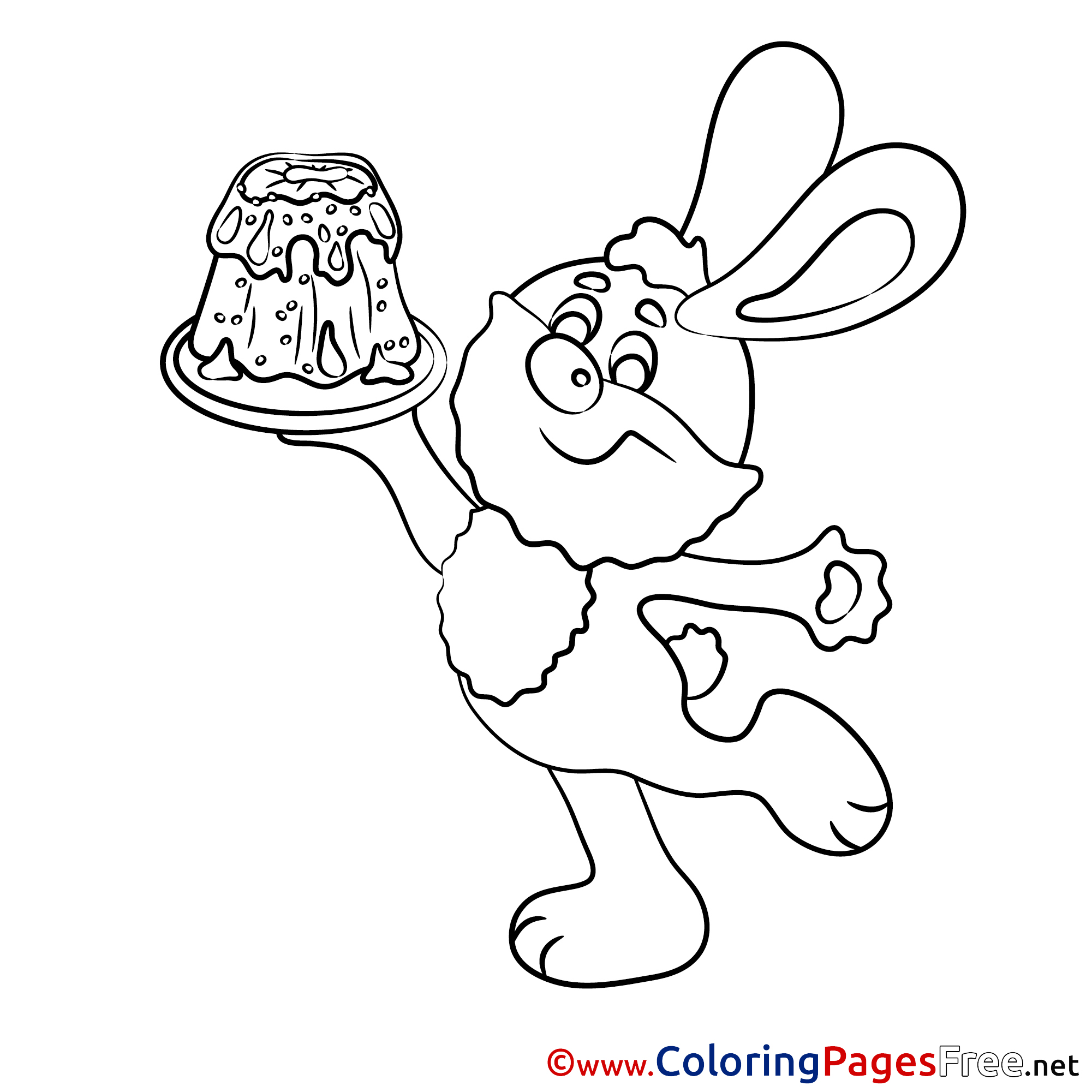 Cake Bunny Easter Colouring Sheet free